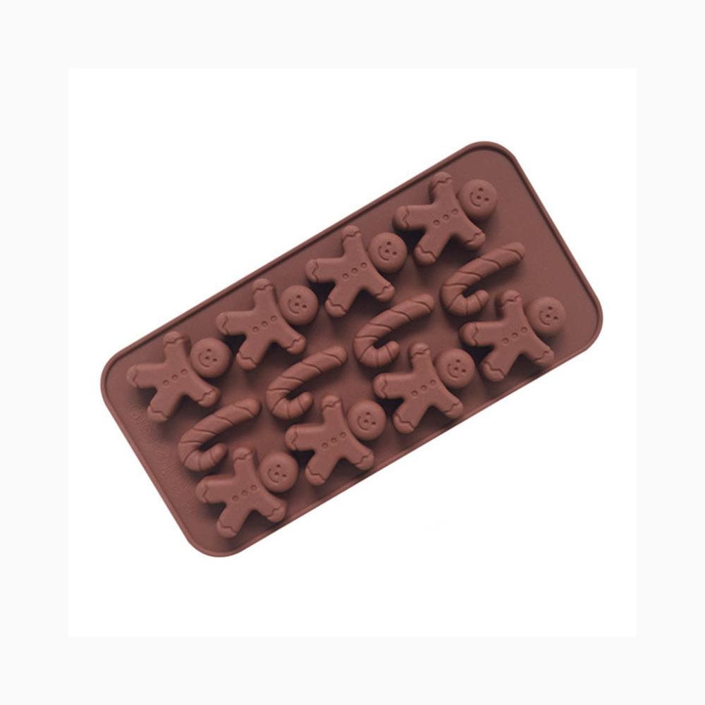 Gingerbread Man Candy Cane Shaped Silicone Chocolate Mold 1PCS ...
