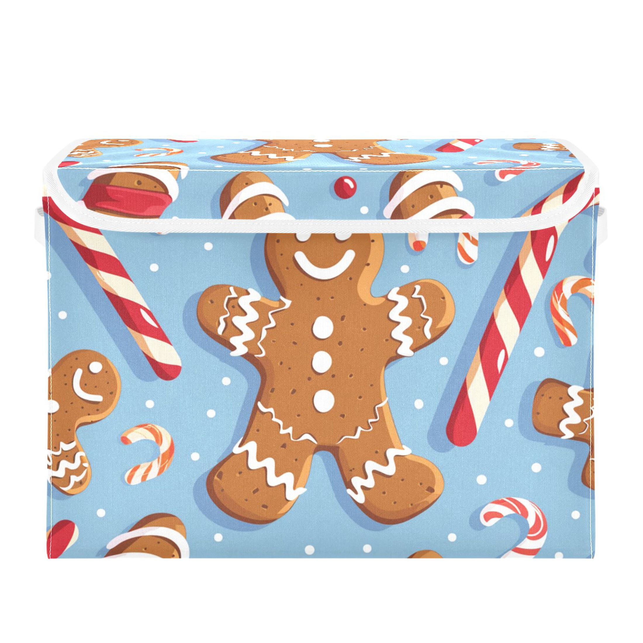 Gingerbread Man Candy Canes Cartoon Christmas Foldable Storage Bin with ...