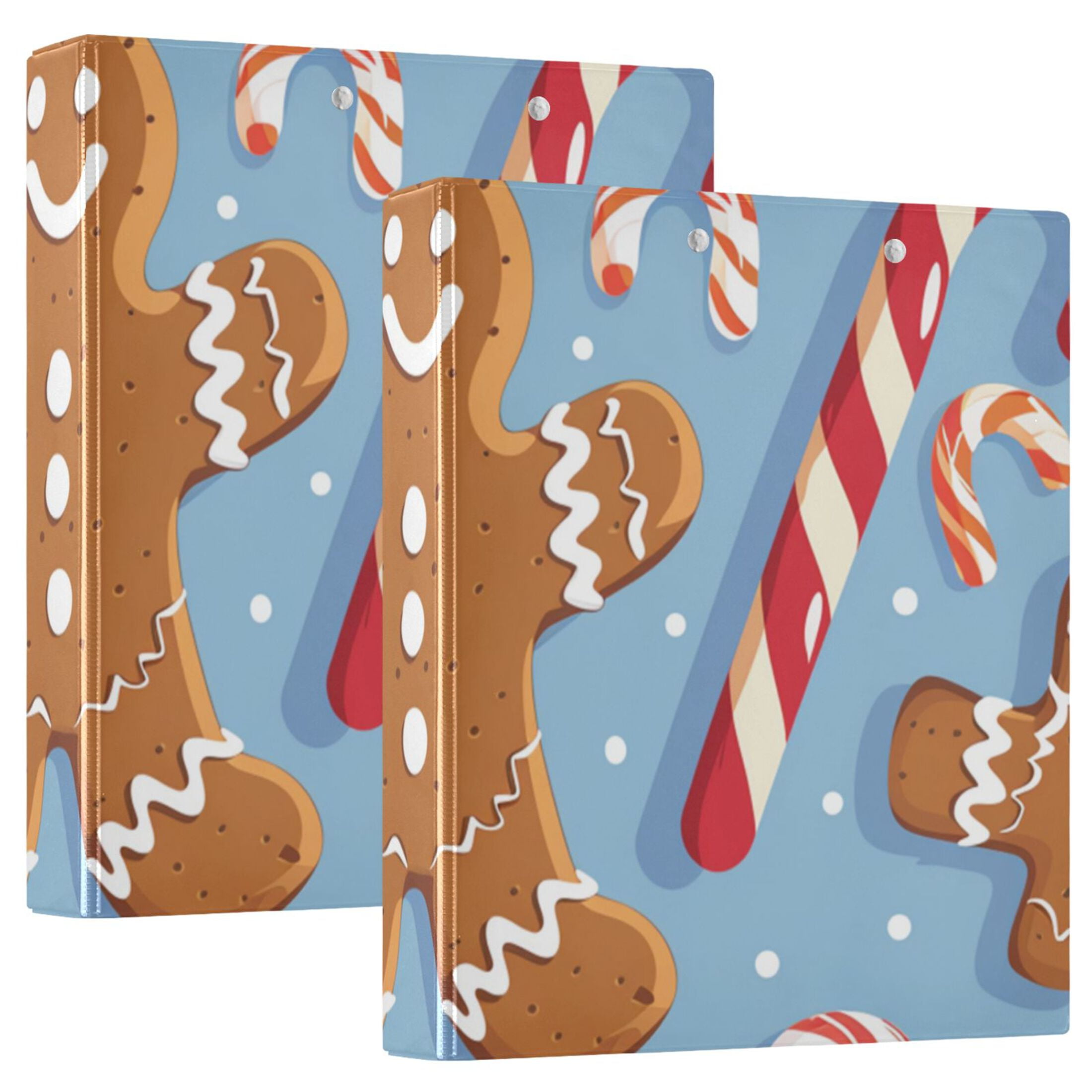 Gingerbread Man Candy Canes Cartoon Christmas Round Ring Binder 3 Rings ...