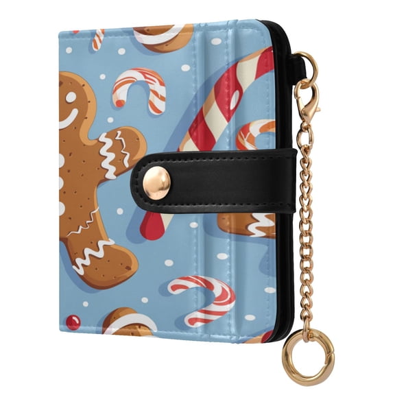 Gingerbread Man Candy Canes Cartoon Christmas Women's Wallet PU Leather ...