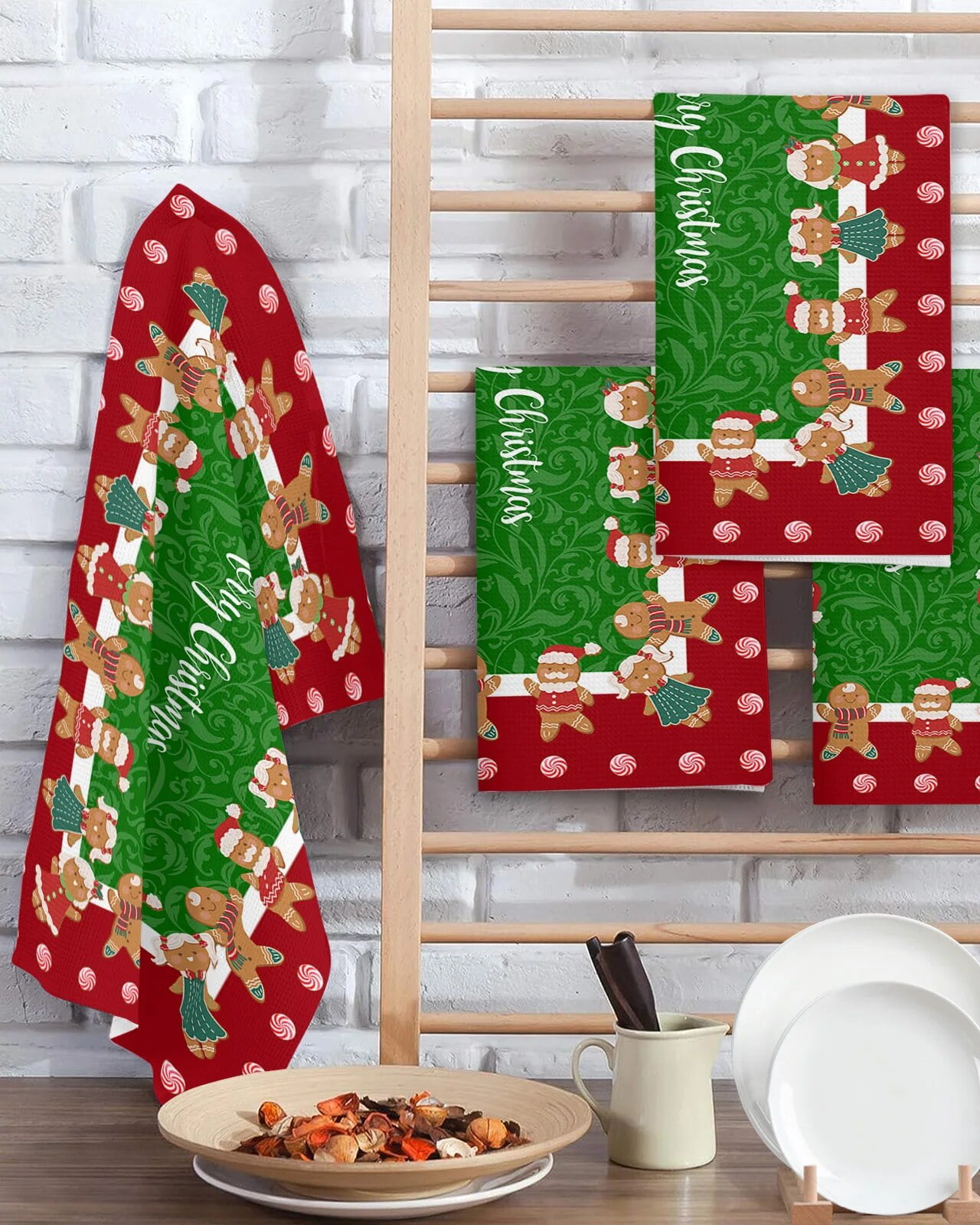 Gingerbread Man Candy Kitchen Cleaning Cloth Towel Waffle Towel No ...