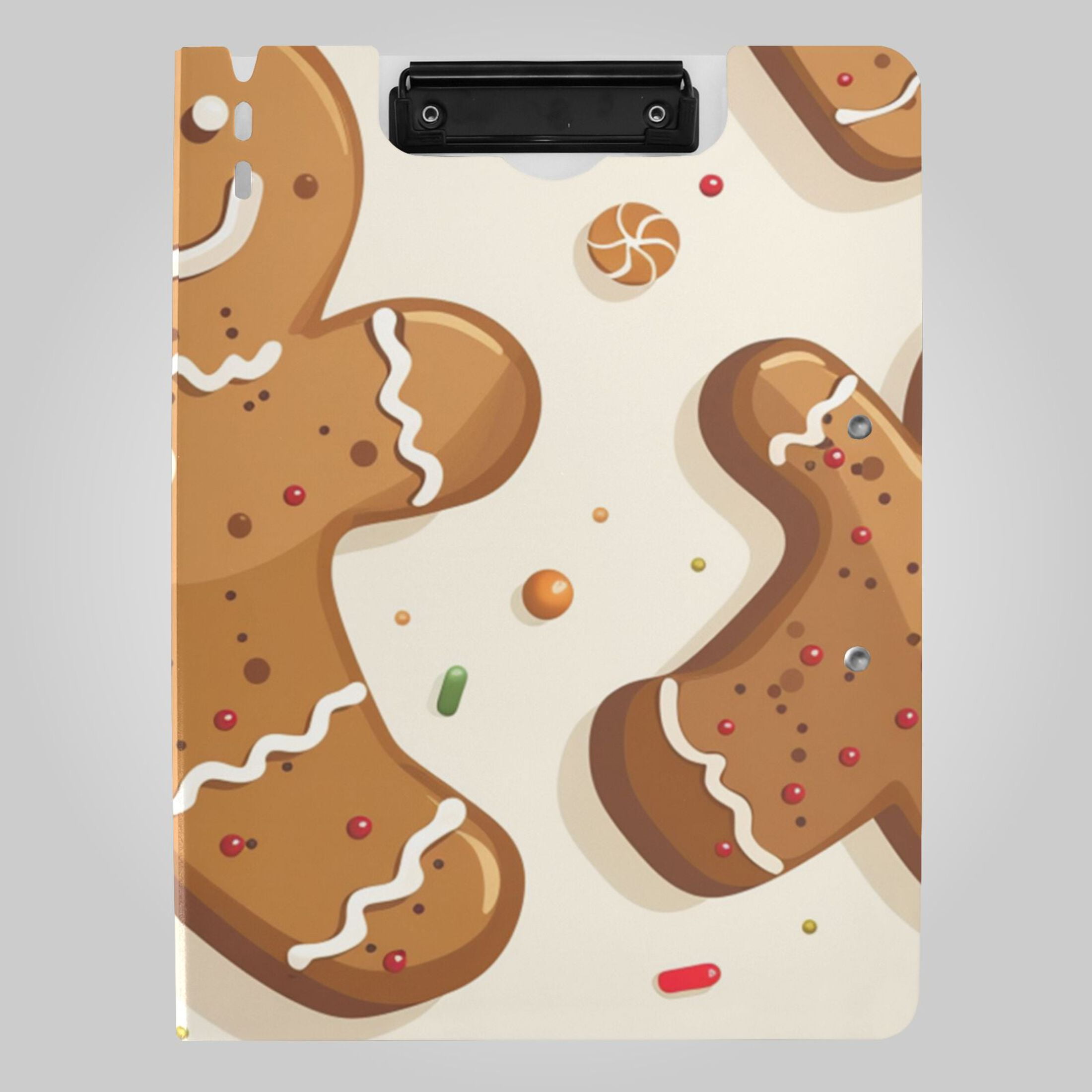 Gingerbread Man Cartoon Christmas Foldable Binder Folder Clipboard with ...