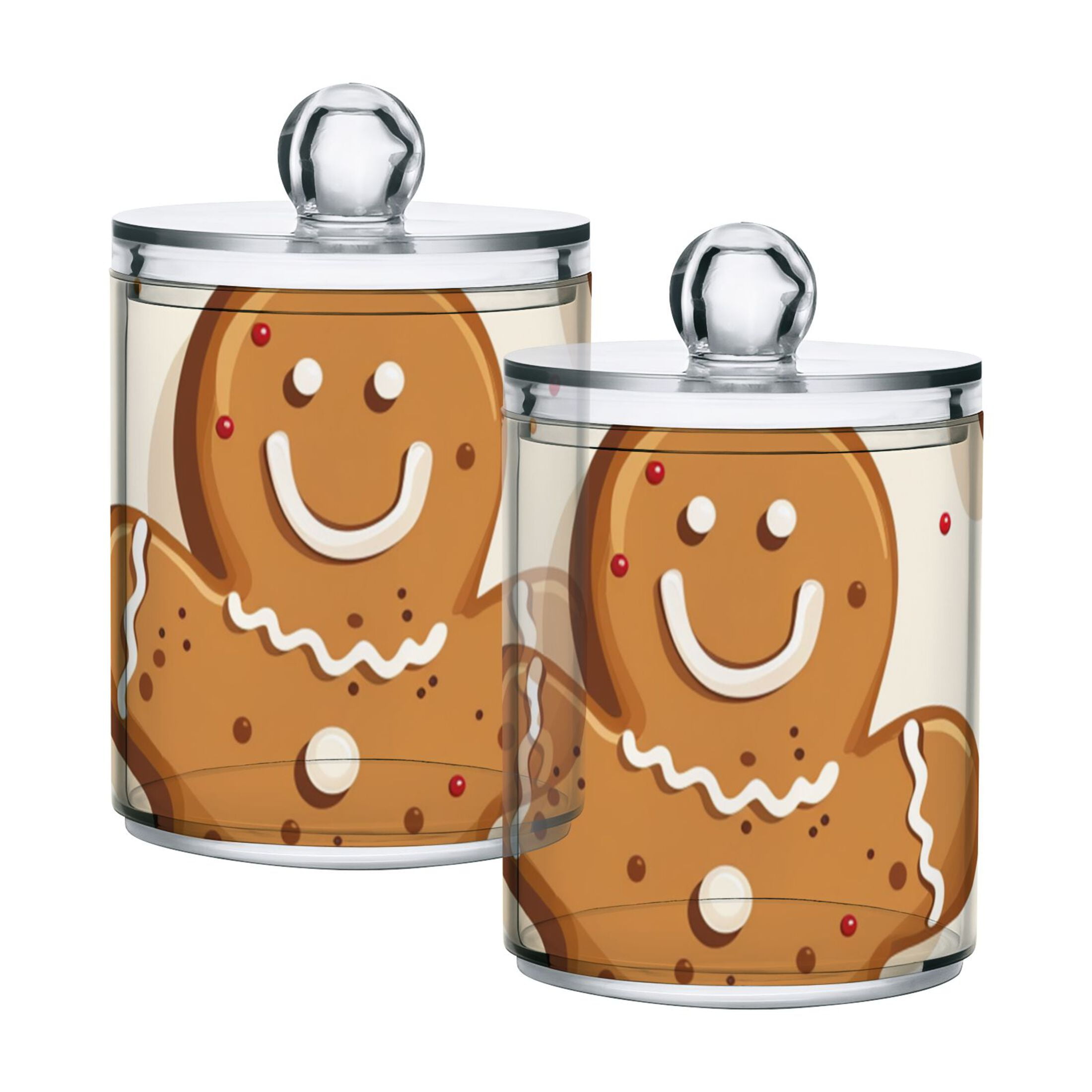 Gingerbread Man Cartoon Christmas Translucent Plastic Cans Storage ...