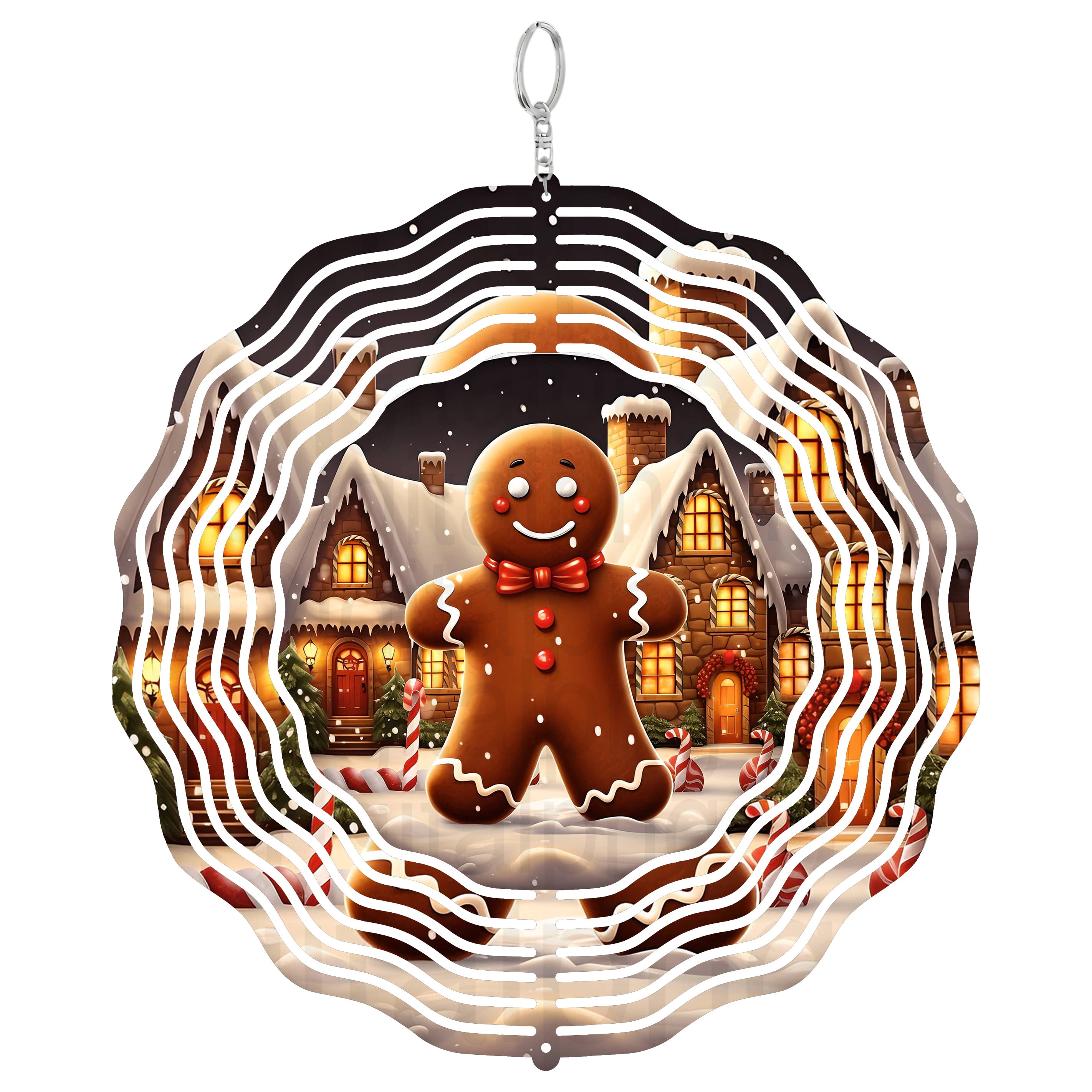 Gingerbread Man Christmas 3D Wind Spinner Kinetic Hanging Garden Decor ...