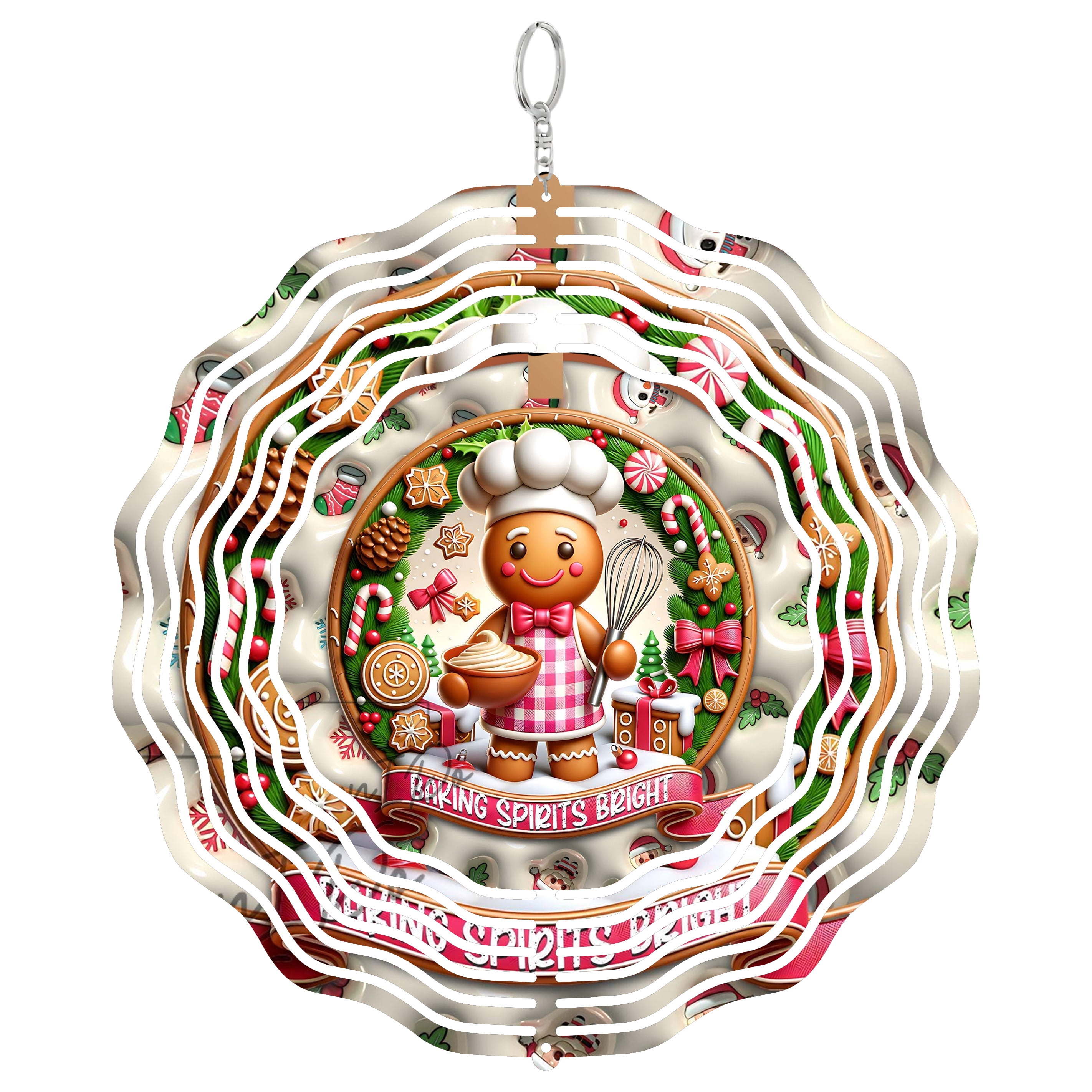 Gingerbread Man Christmas 3D Wind Spinner Kinetic Winter Hanging Yard ...