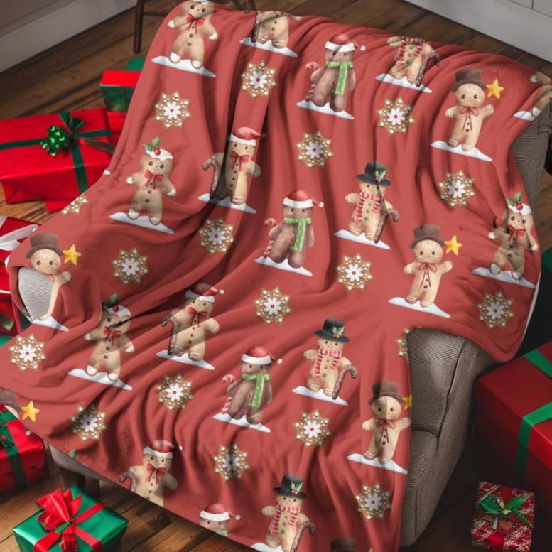 Gingerbread Man Christmas Blanket Cozy Holiday Throw Festive Winter ...