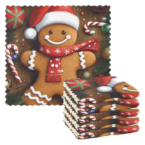 Gingerbread Man Christmas Hat Kitchen Cloth Dish Towels for Drying ...