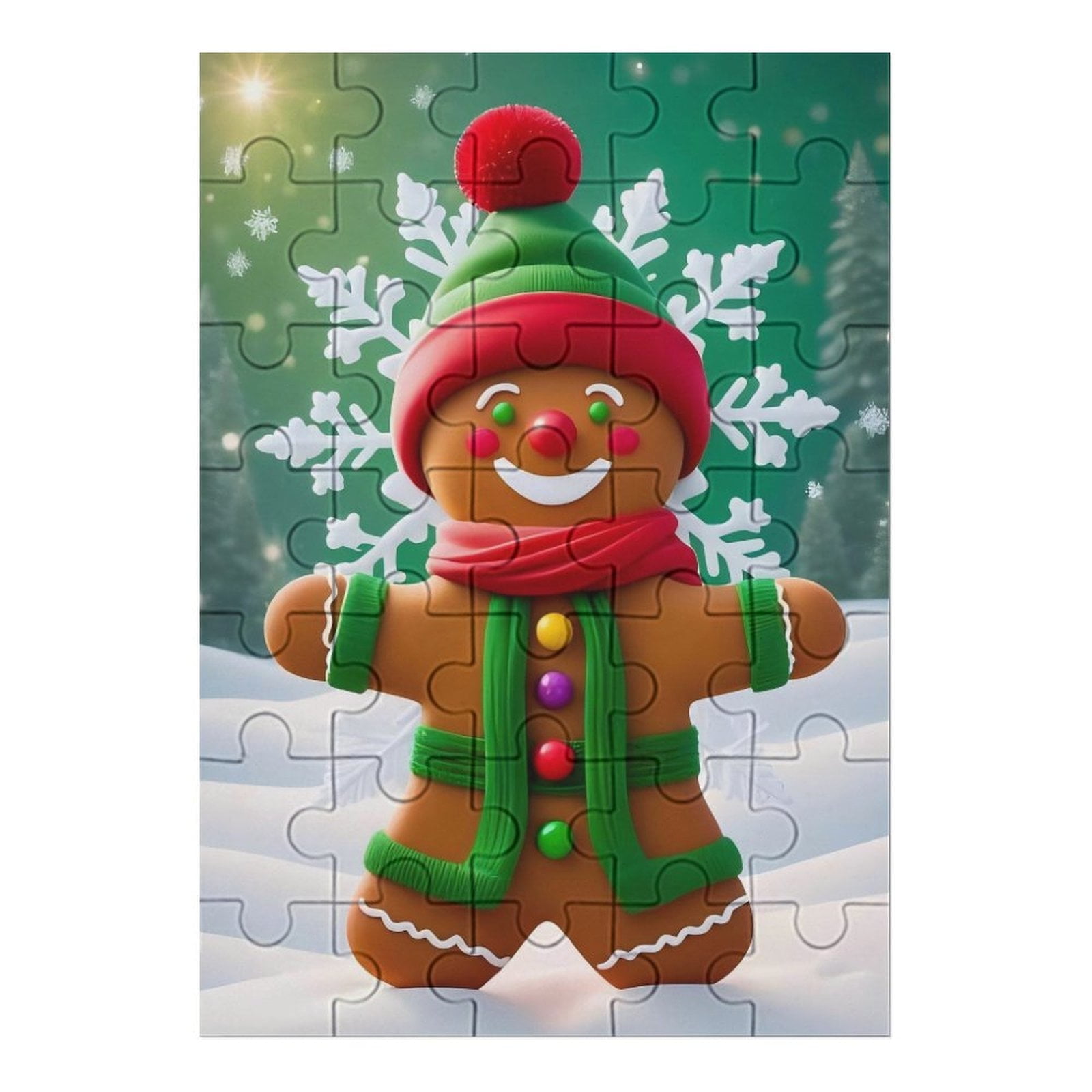 Gingerbread Man Christmas Jigsaw Puzzles Interlocking puzzles for kids ...