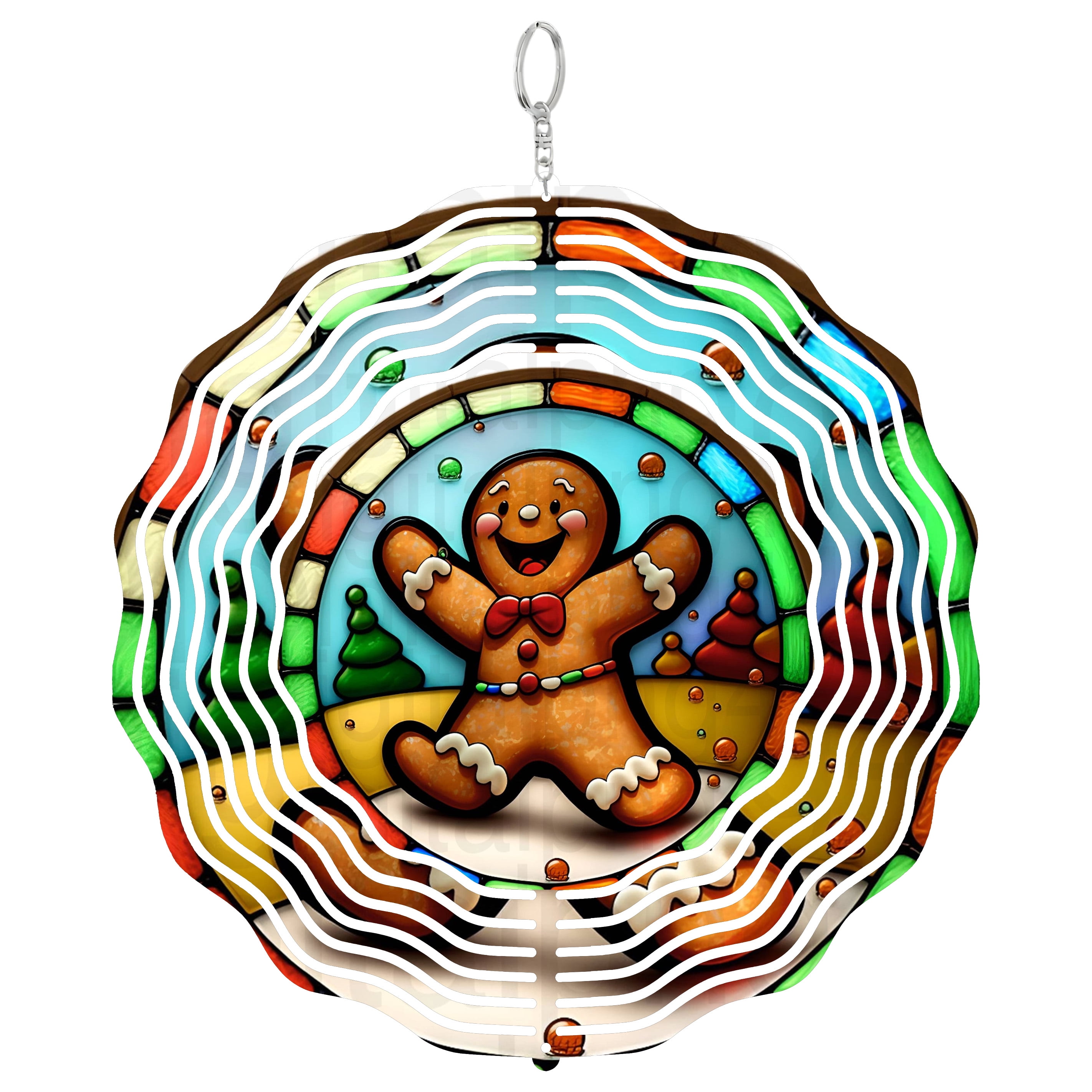Gingerbread Man Christmas Round 3D Wind Spinner Hanging Outdoor Yard ...