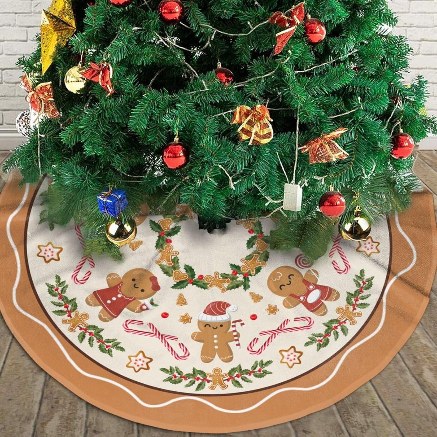 Gingerbread Man Christmas Tree Skirt Gorgeous for Xmas Party Ornaments ...