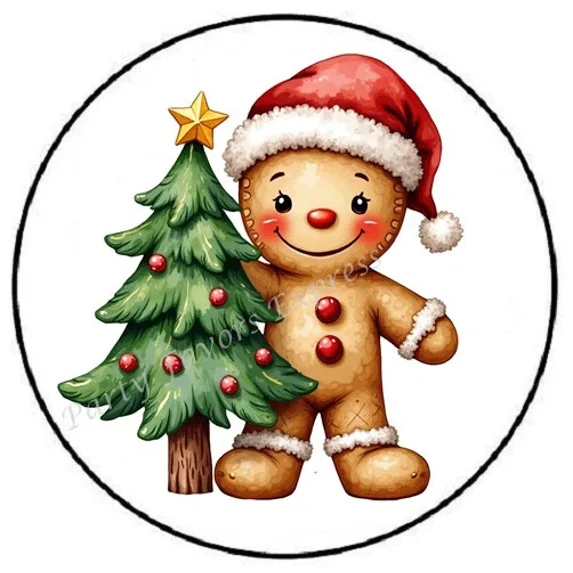 Gingerbread Man Christmas Tree Stickers Party Favors Phone Decal Water ...