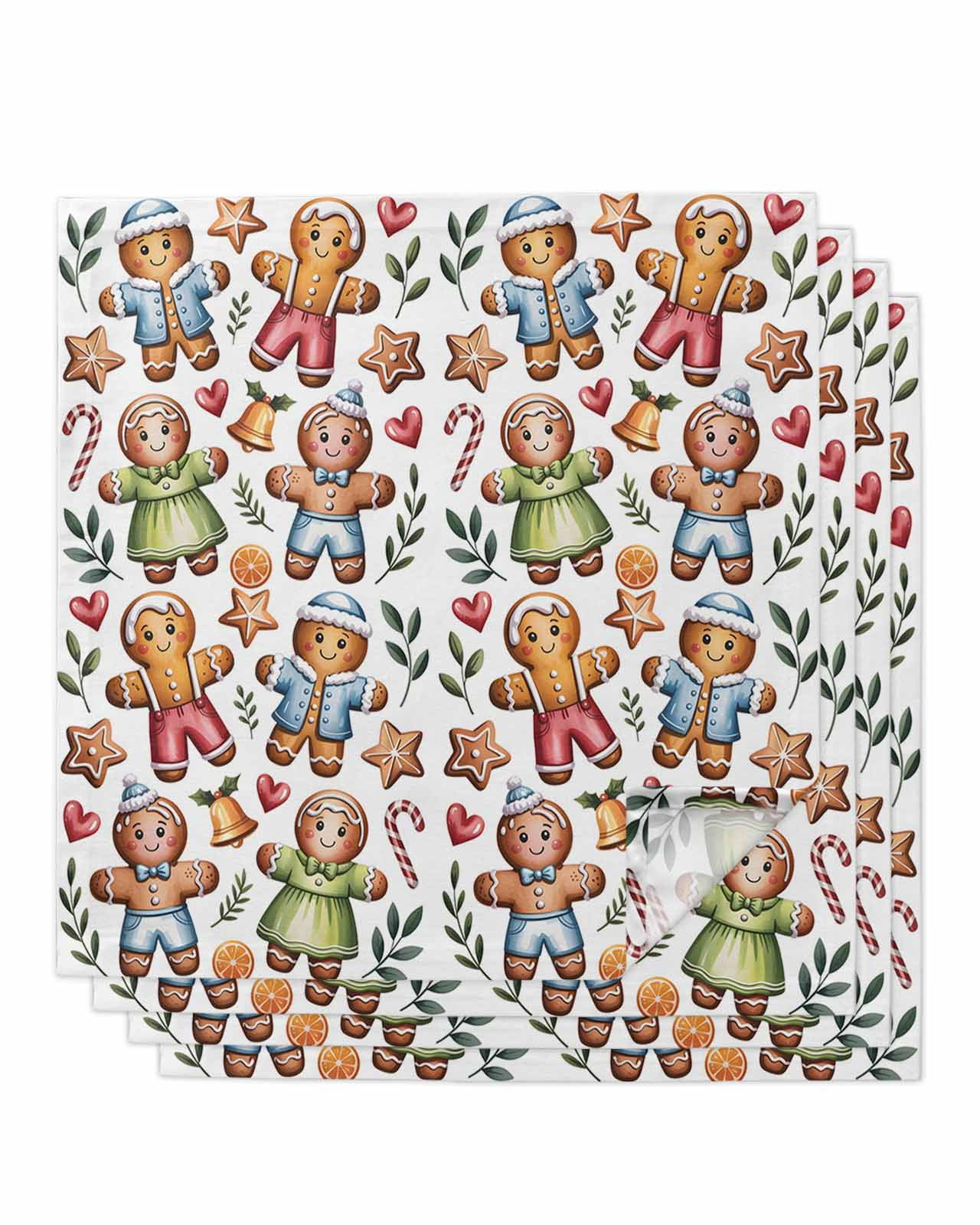 Gingerbread Man Cloth Napkins Set of 4 Reusable Dinner Napkins, Boys ...