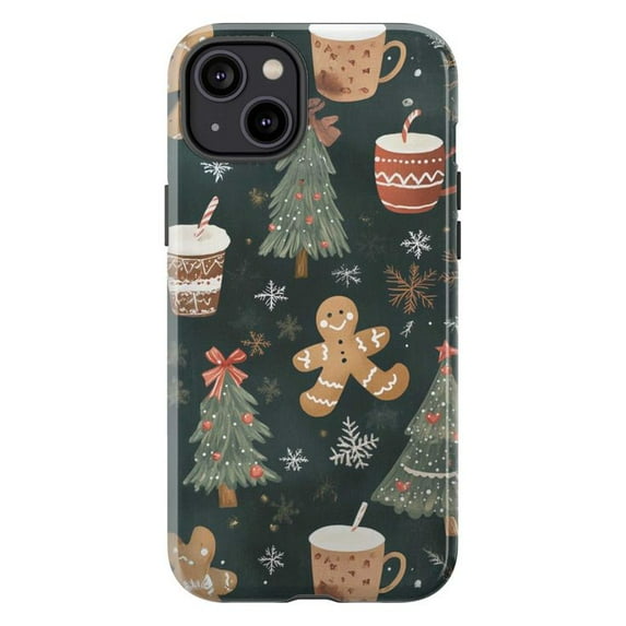 Gingerbread Man & Cocoa Phone Case, Christmas Tree Holiday Treats Cover for iPhone 17 16 15 14 ...