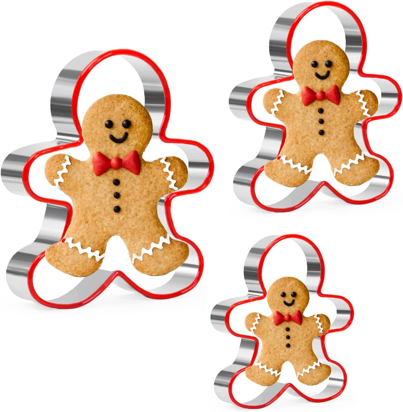 Gingerbread Man Cookie Cutters Set, 3 PCS Gingerbread Man Biscut ...