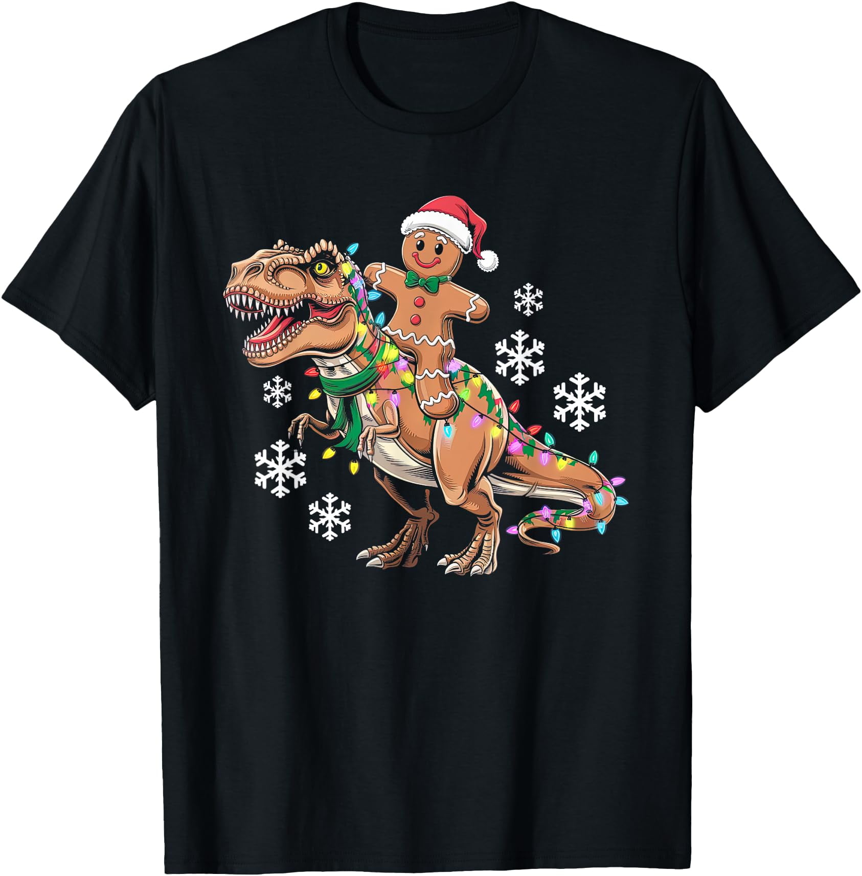 Gingerbread Man Cookie Riding T-Rex Dinosaur Krismast T-Shirt - Walmart.com