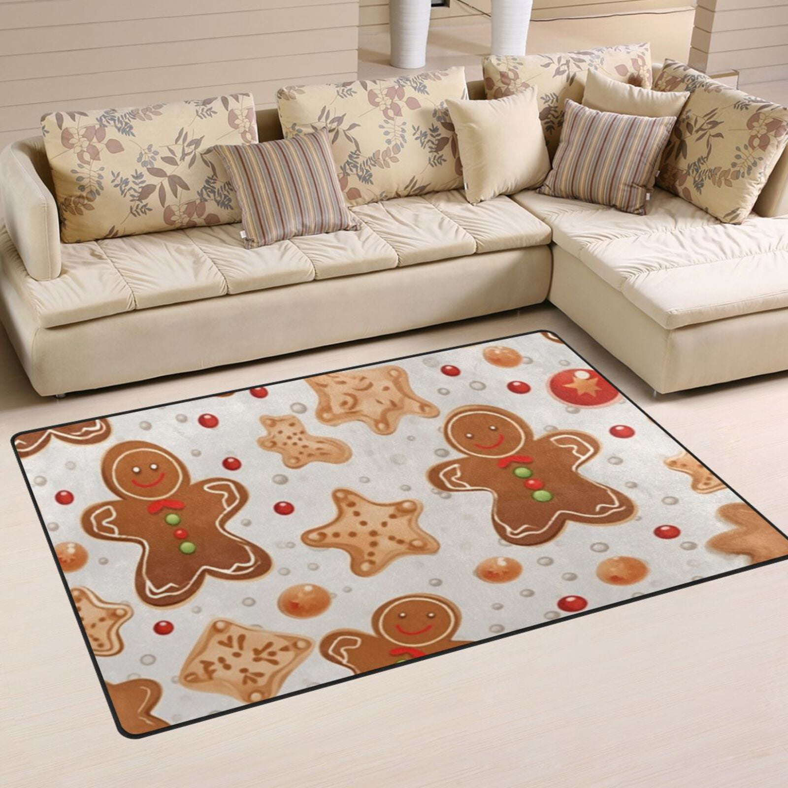 Gingerbread Man Cookies Area Rug Washable Floor Carpet Mat 60 x 39 inch ...