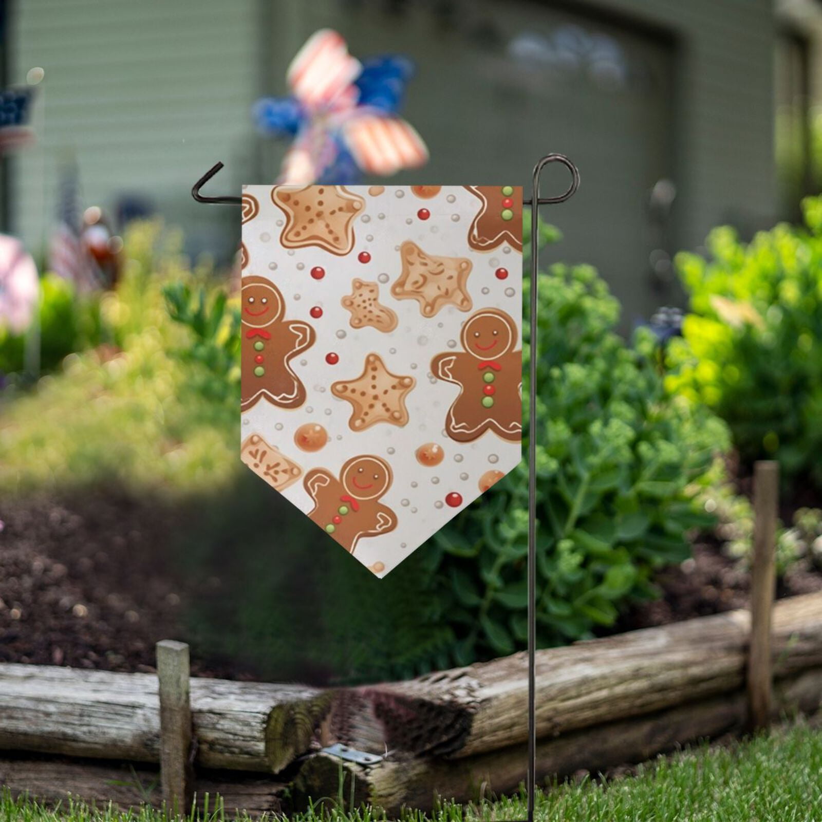 Gingerbread Man Cookies Garden Flag 18" x 12.5" Double Sided Yard Lawn ...