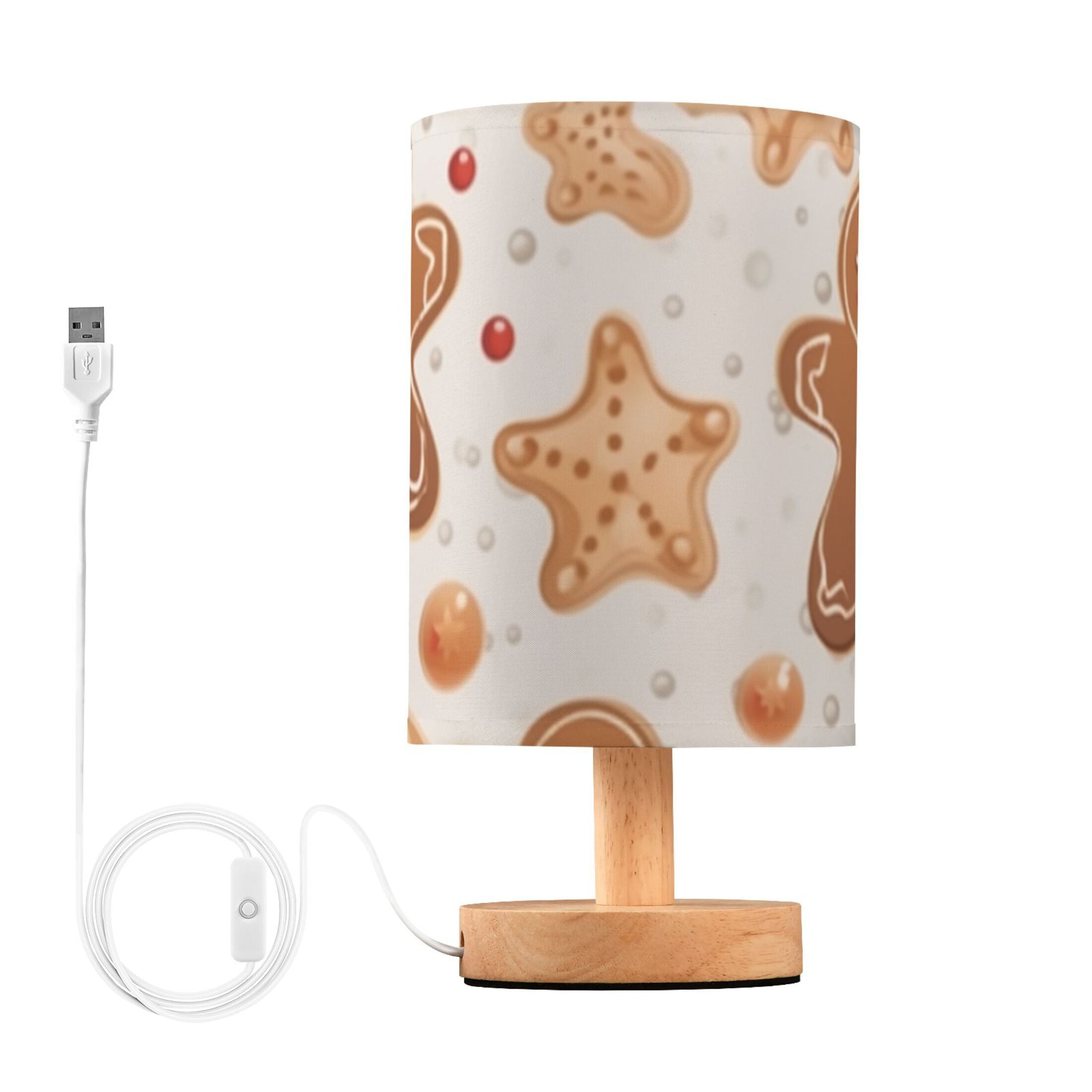 Gingerbread Man Cookies Table Lamp USB Bedside Desk Nightstand Lamp ...