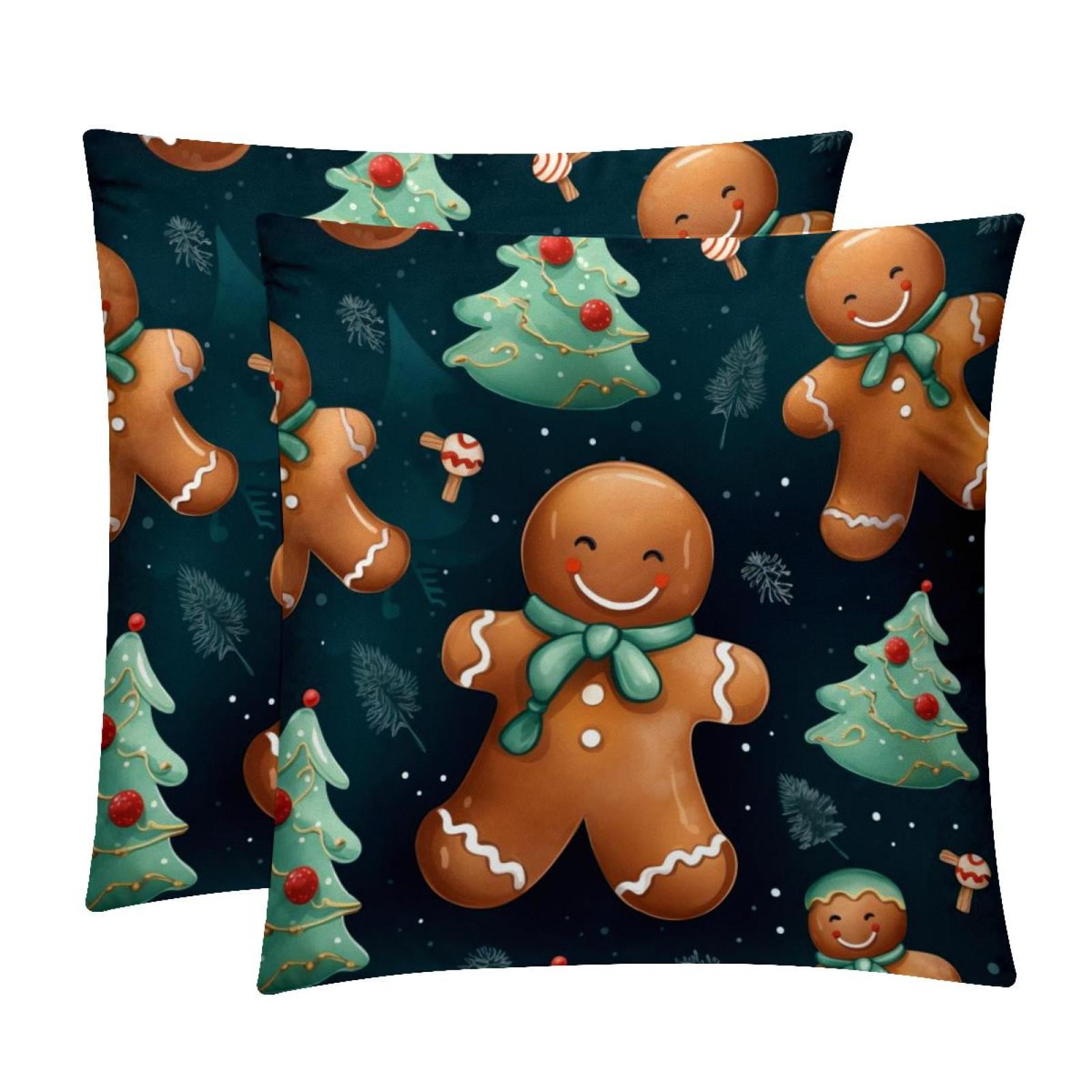 Gingerbread Man Covers - Set of 2 Throw Pillow Covers with Unique ...