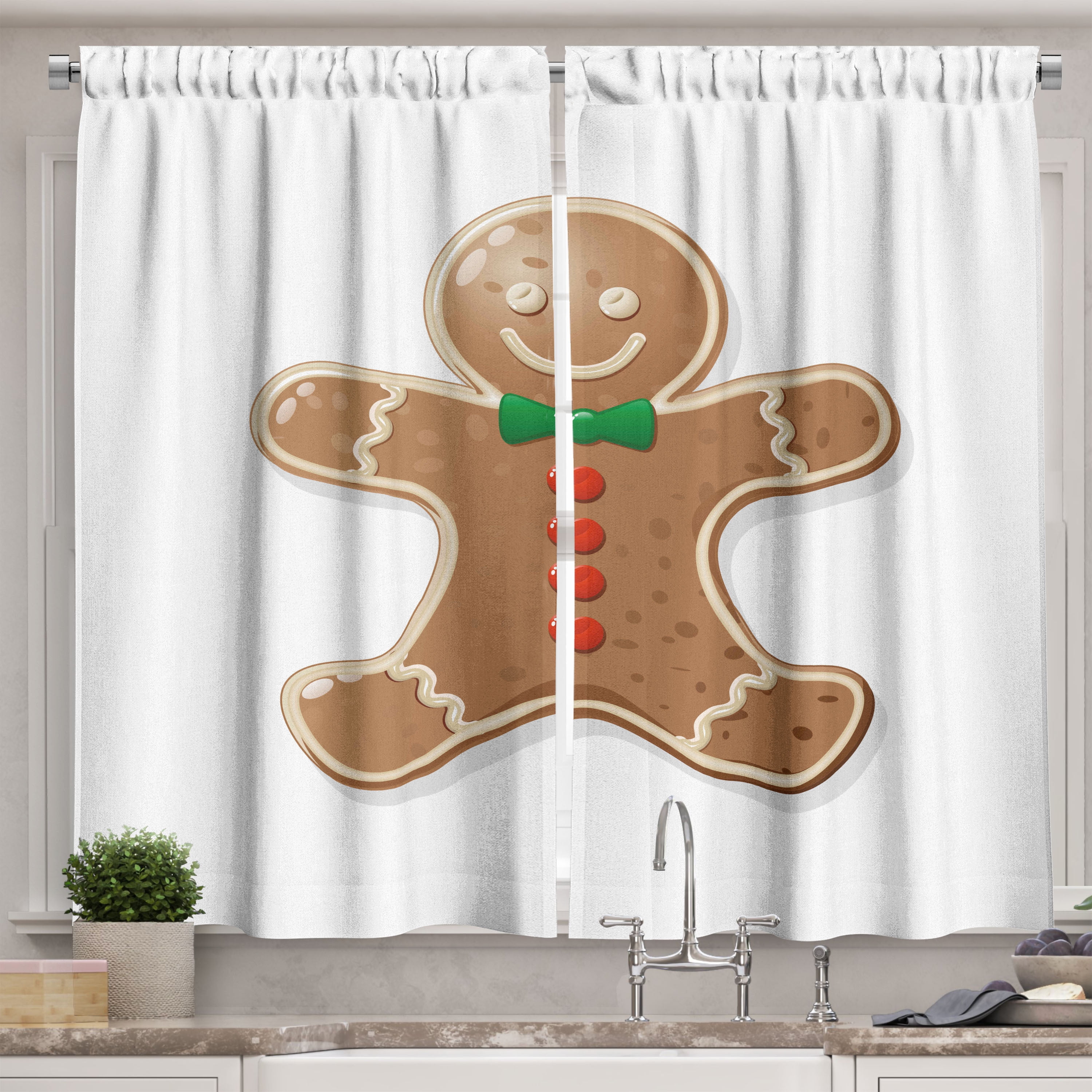 Gingerbread Man Curtains 2 Panels Set, Iconic Seasonal Baked Pastry ...