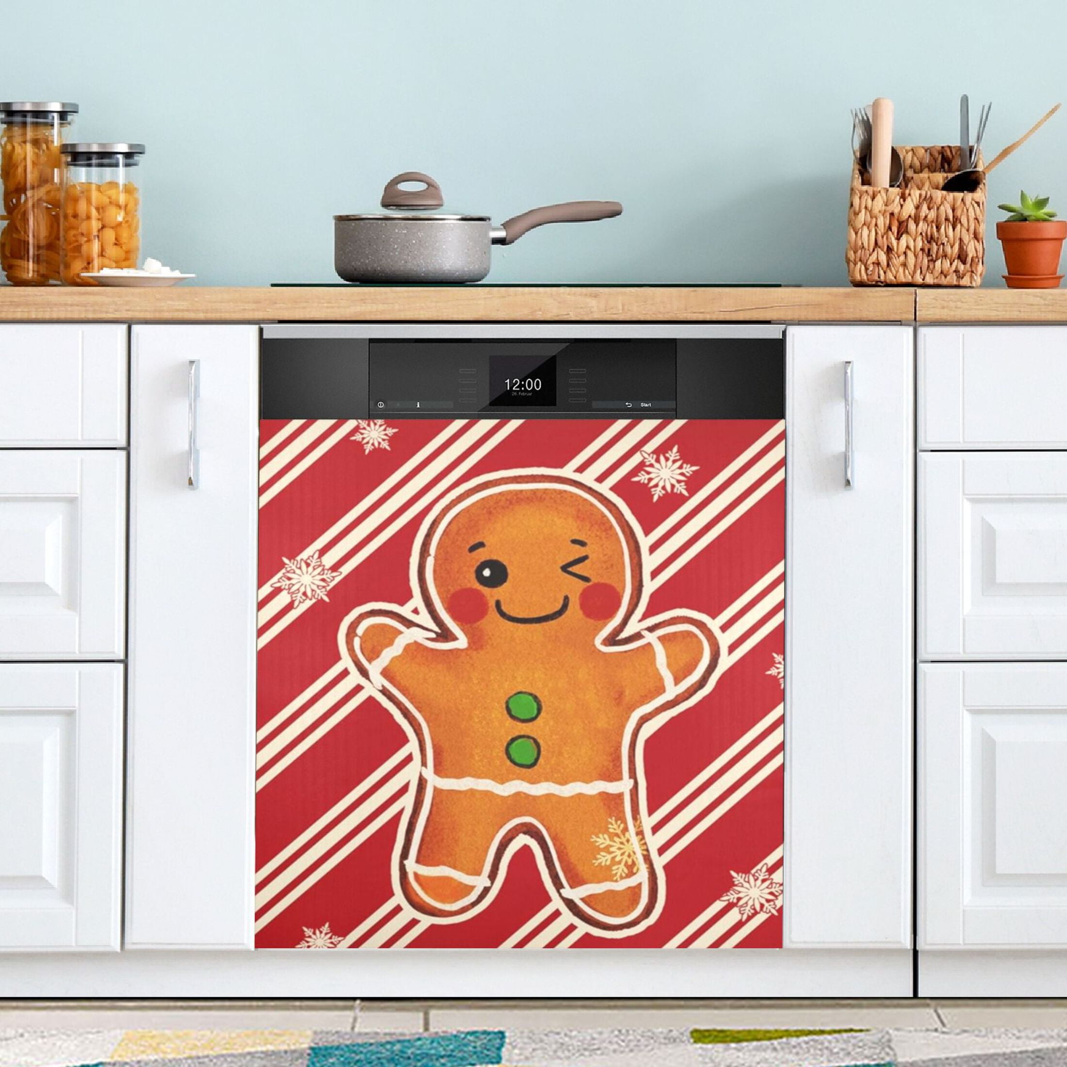 Gingerbread Man Dishwasher Magnet Cover Reuseable Refrigerator Magnet ...