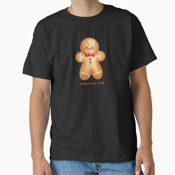 Gingerbread Man Drawing Holiday Simple Baking Christmas Graphic Unisex ...