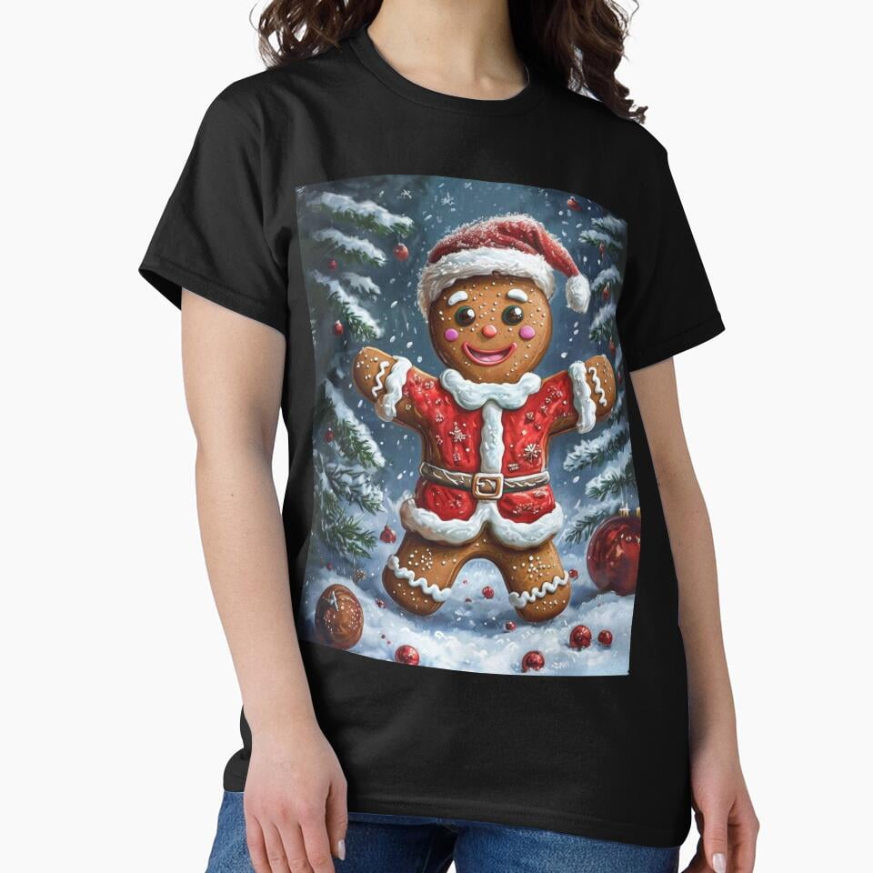 Gingerbread Man Dressed As A Jolly Festive Figure Fun Unisex T-Shirt ...