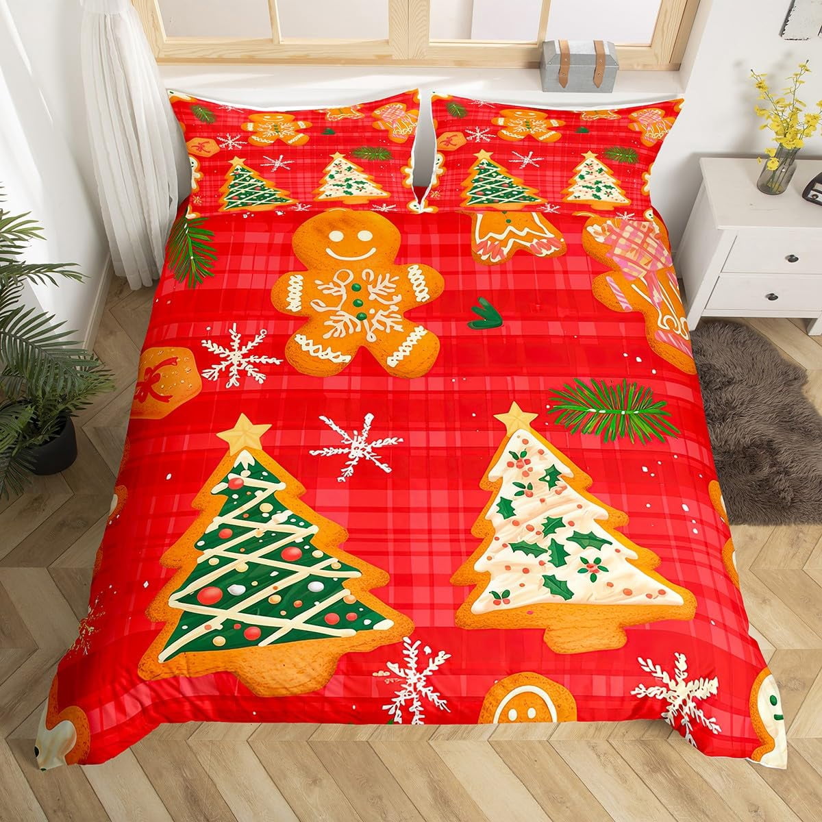 Gingerbread Man Duvet Cover Cookies Bedding Set Merry Comforter Cover ...