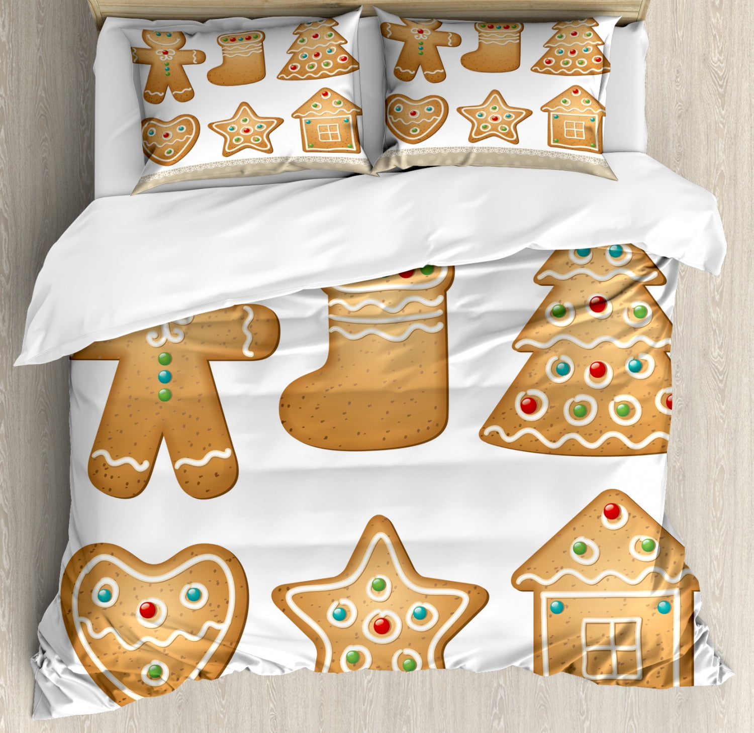 Gingerbread Man Duvet Cover Set King Size, Cute Pastry Design Graphic ...