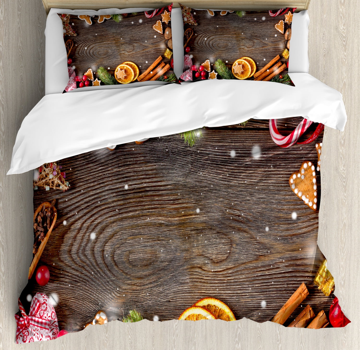 Gingerbread Man Duvet Cover Set Queen Size, Festive Christmas Frame ...
