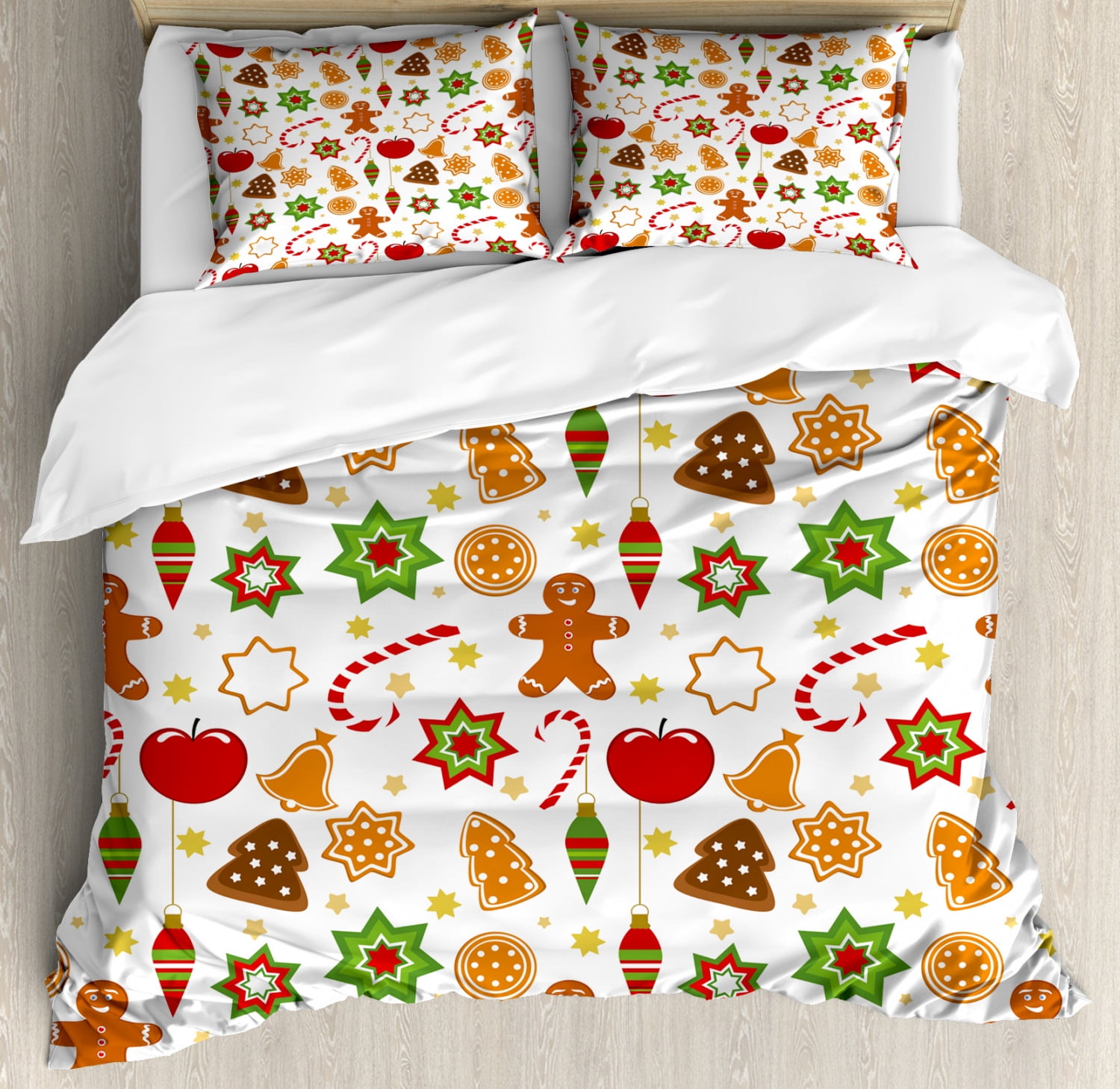 Gingerbread Man Duvet Cover Set Queen Size, Festive Christmas Icons ...