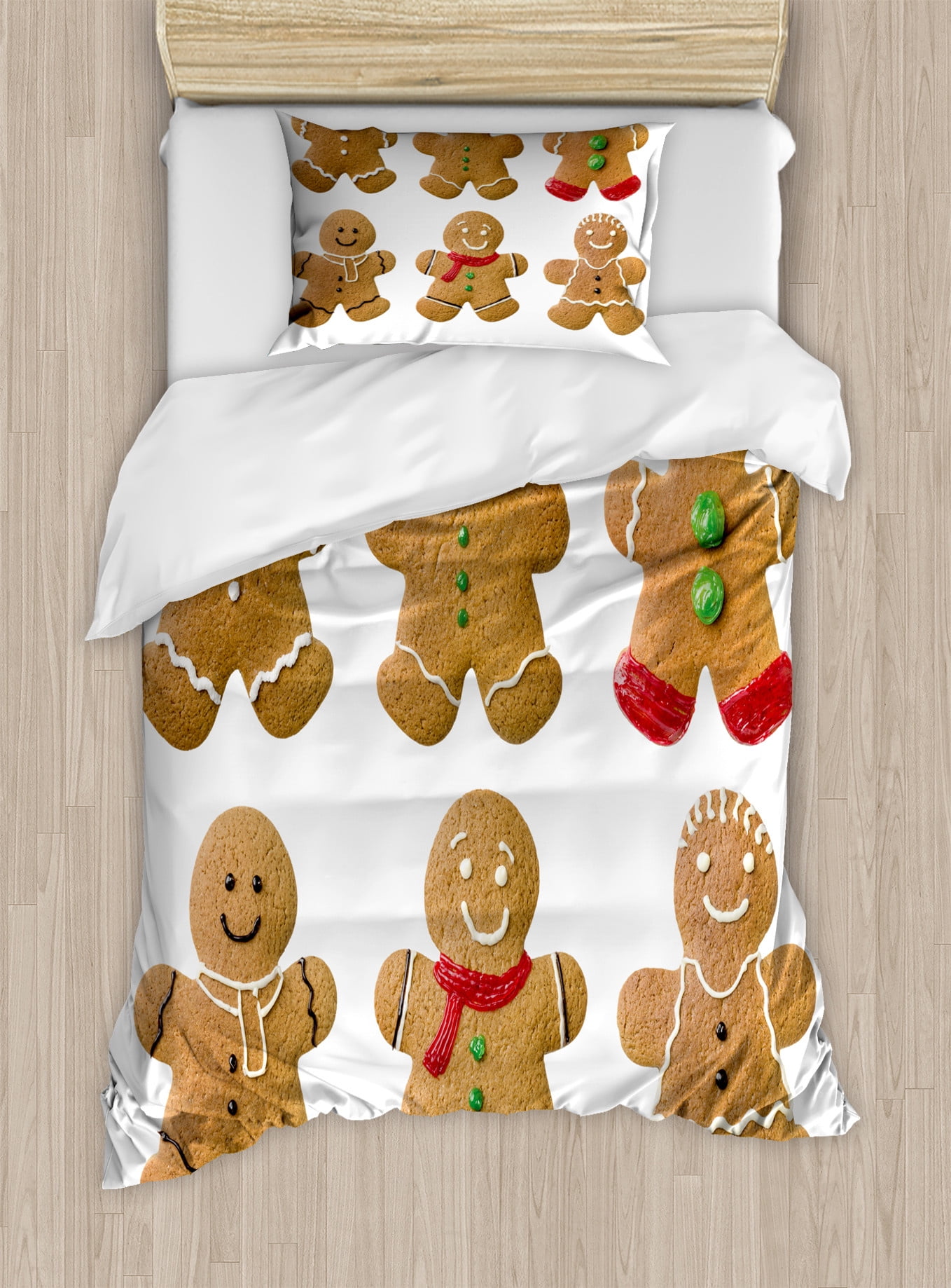 Gingerbread Man Duvet Cover Set, Vivid Homemade Biscuits Sugary Xmas ...