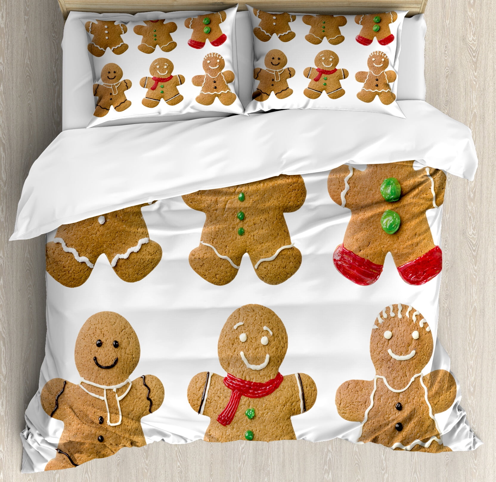Gingerbread Man Duvet Cover Set, Vivid Homemade Biscuits Sugary Xmas ...