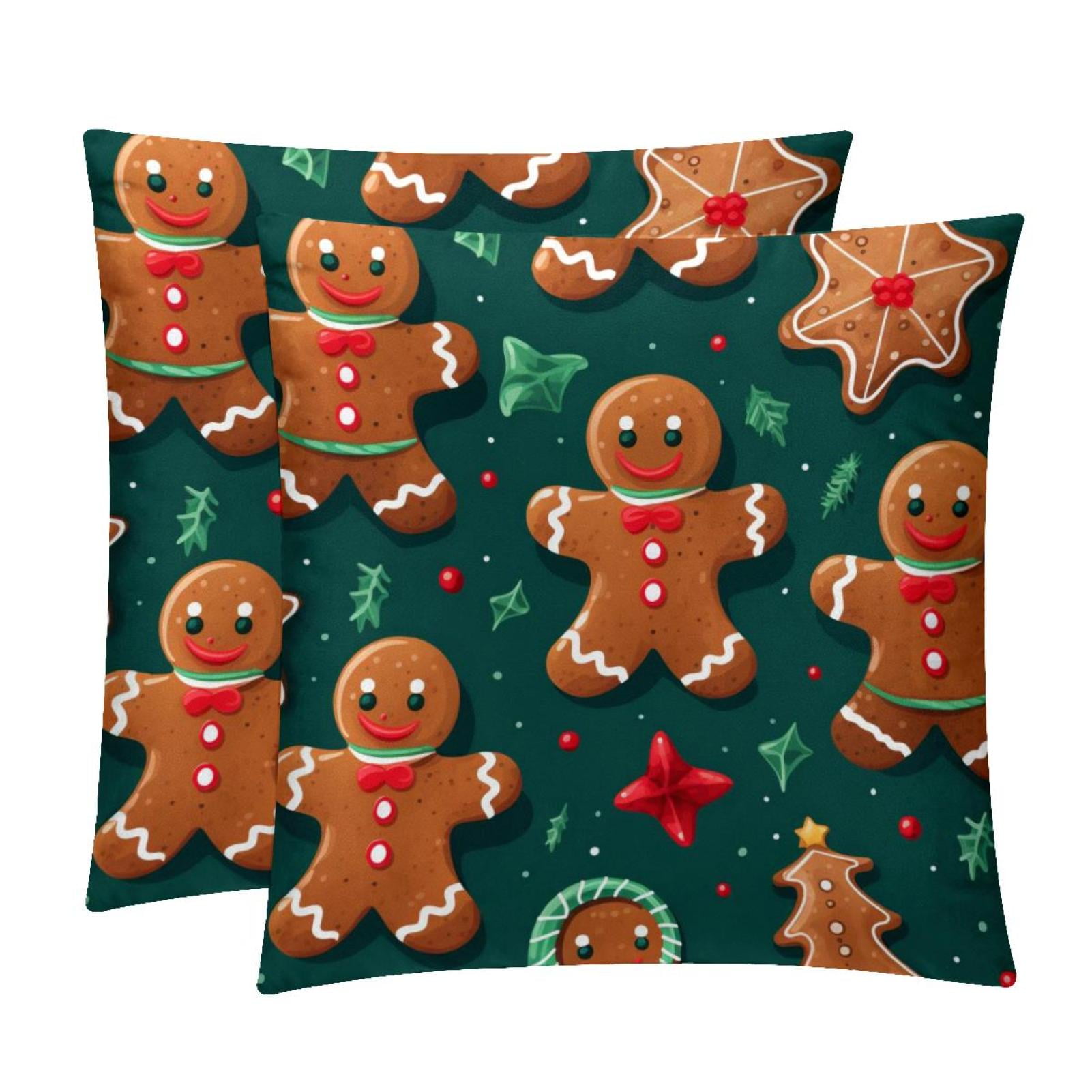 Gingerbread Man Elegant Velvet Throw Pillow Covers Set with Unique ...
