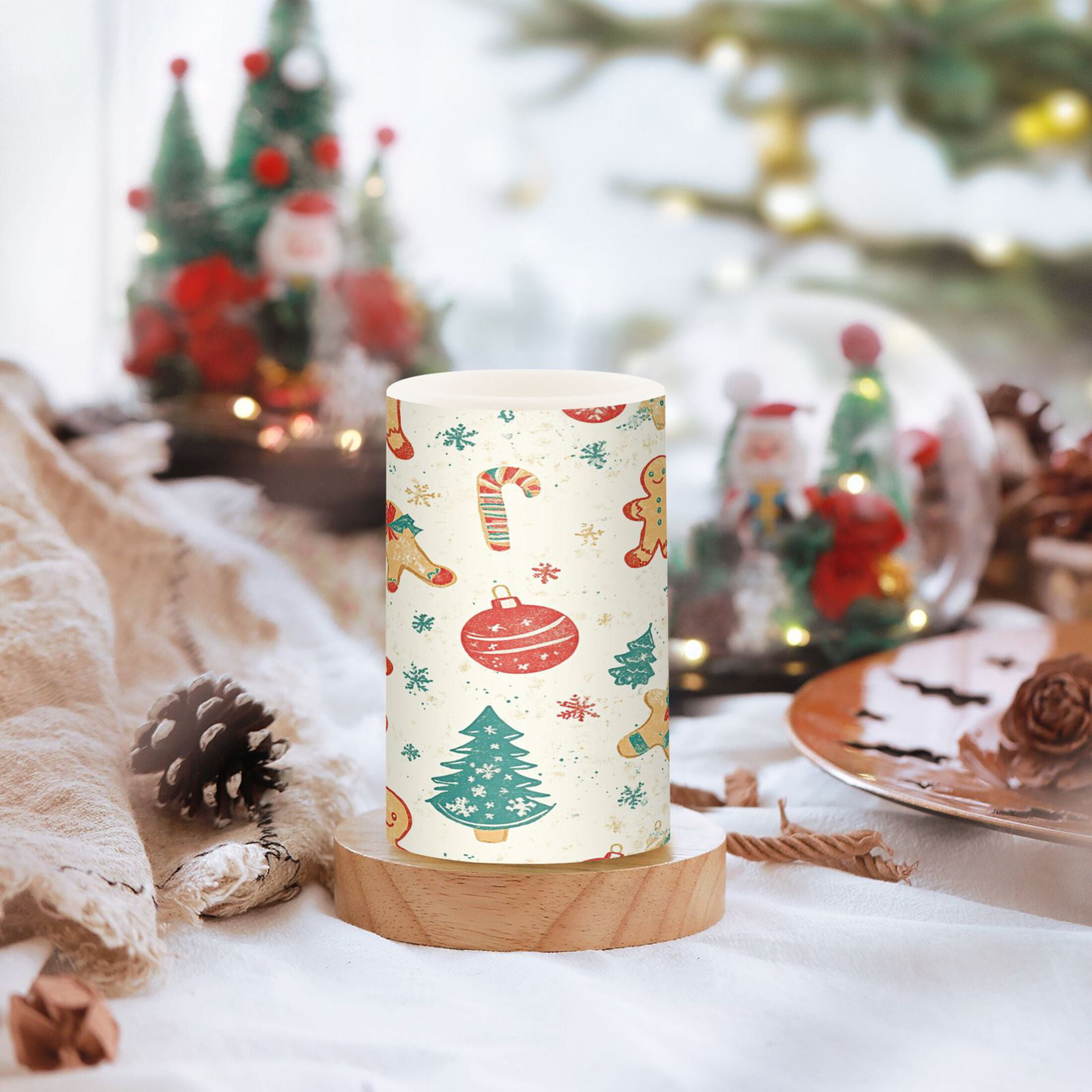 Gingerbread Man Element Design Set of 2 Flameless LED Candles Remote ...