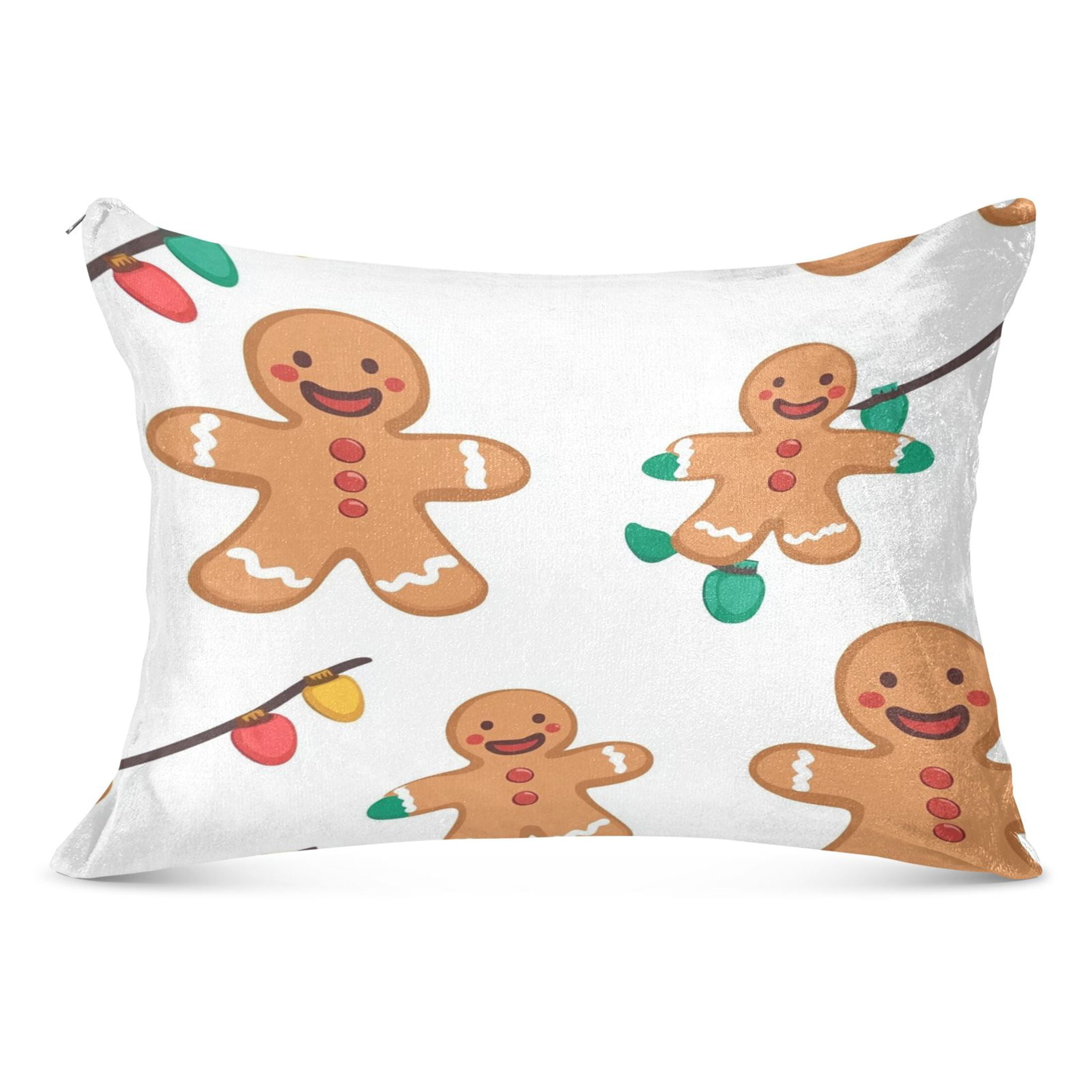 Gingerbread Man Element Soft Plush Pillow Cover, Zippered Design ...