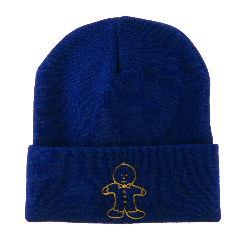 Gingerbread Man Embroidered Long Beanie - Royal OSFM - Walmart.com