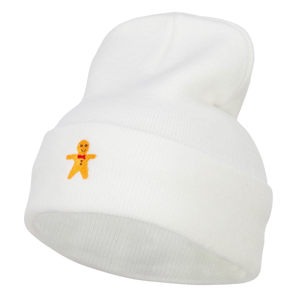 Gingerbread Man Embroidered Long Knitted Beanie - White OSFM - Walmart.com