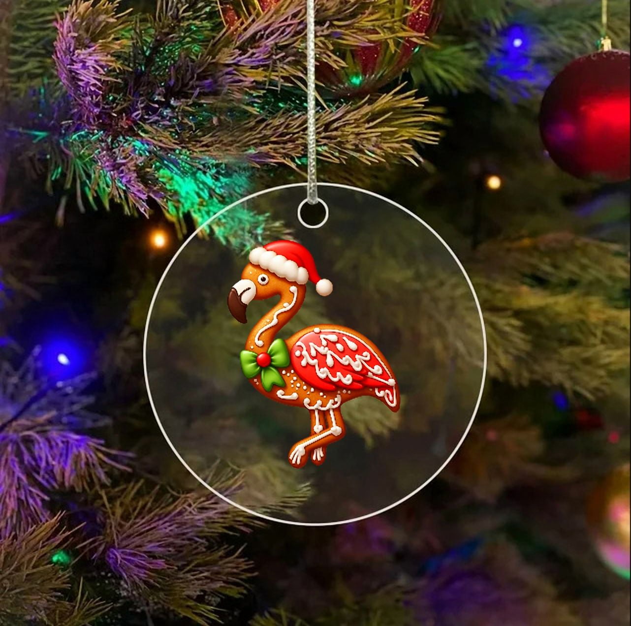 Gingerbread Man Flamingo Womens Mens Ornament Home Decoration, Circle ...