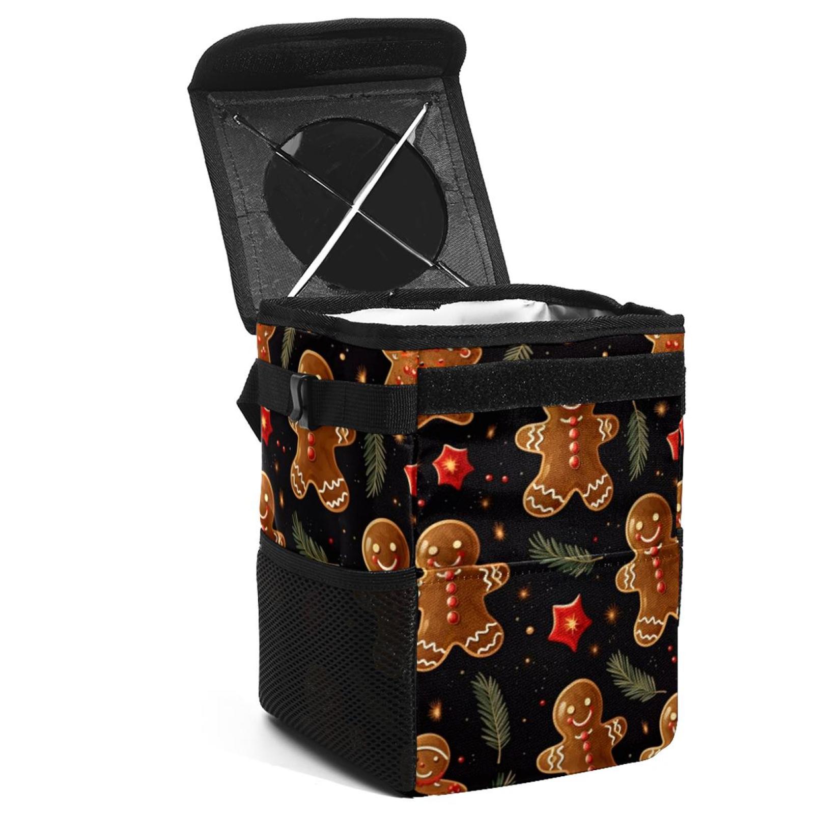 Gingerbread Man Foldable Car Trash Bin with Lid, Leak-Proof, Hanging ...