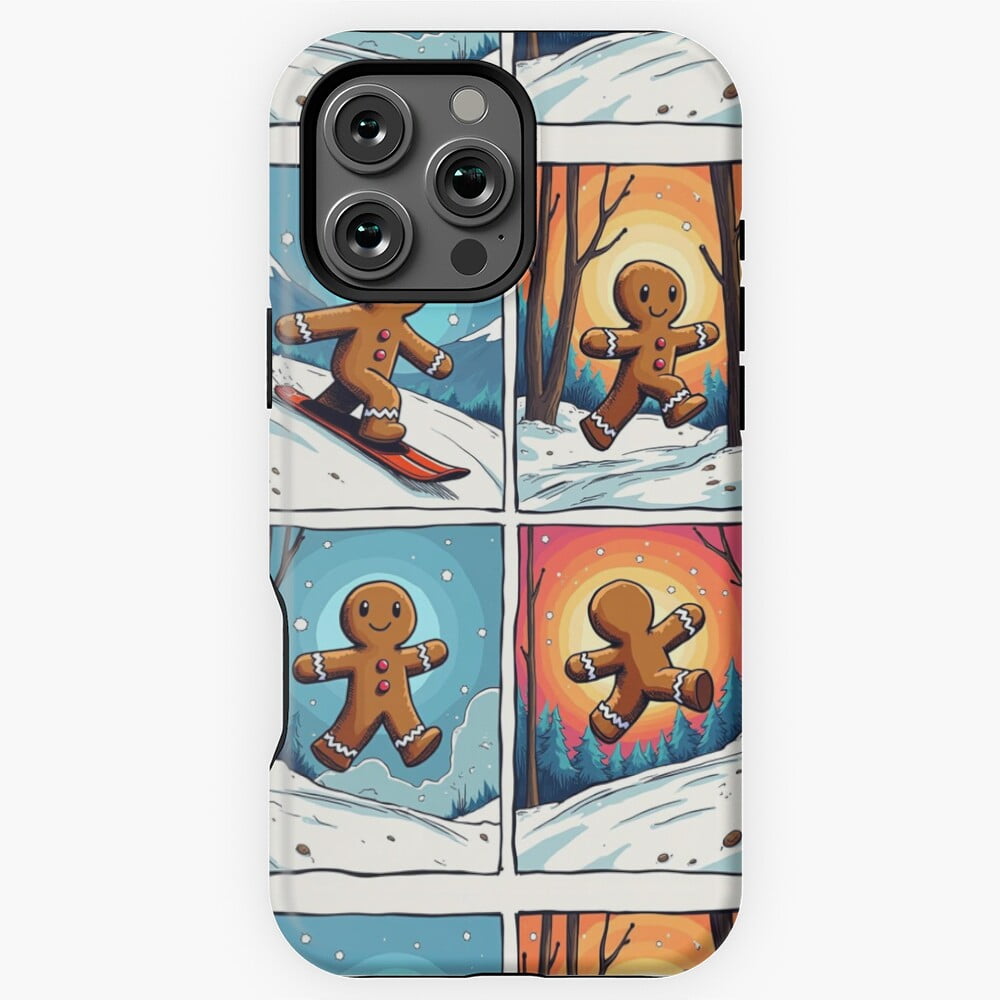 Gingerbread Man Hiking Skiing Phone Case for iPhone 11 12 13 14 15 16 ...