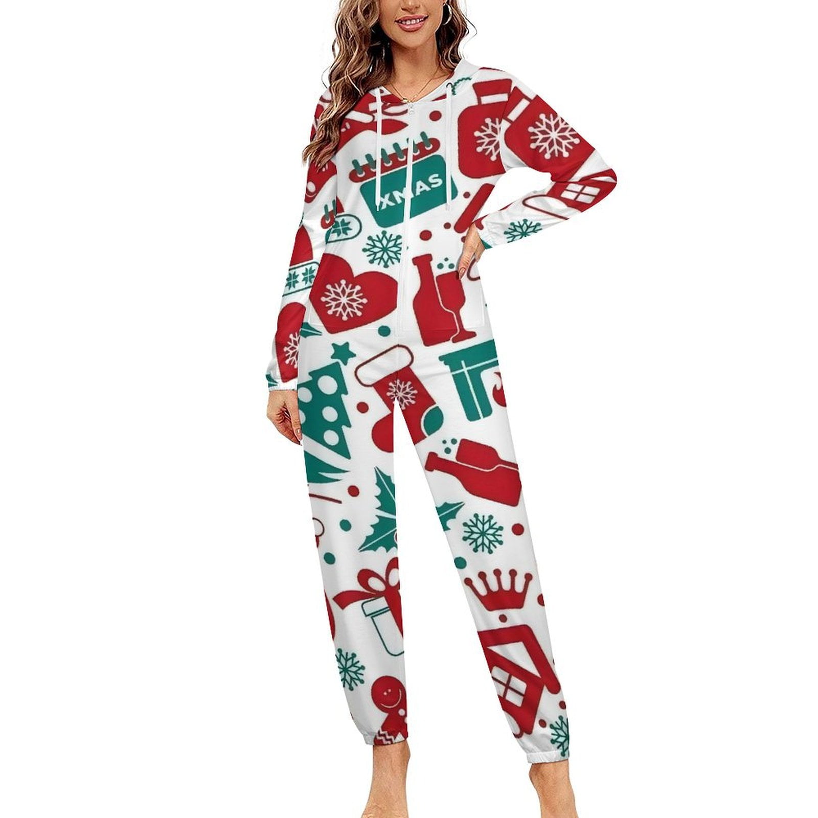 Gingerbread Man Hood zipper one-piece pajamas for women 2XL - Walmart.com