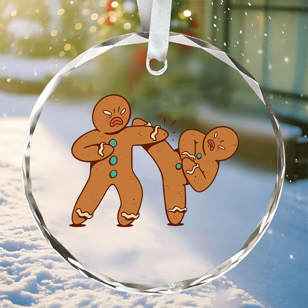 Gingerbread Man Karate Cookie Ornament, Crystal Glass Ornament ...
