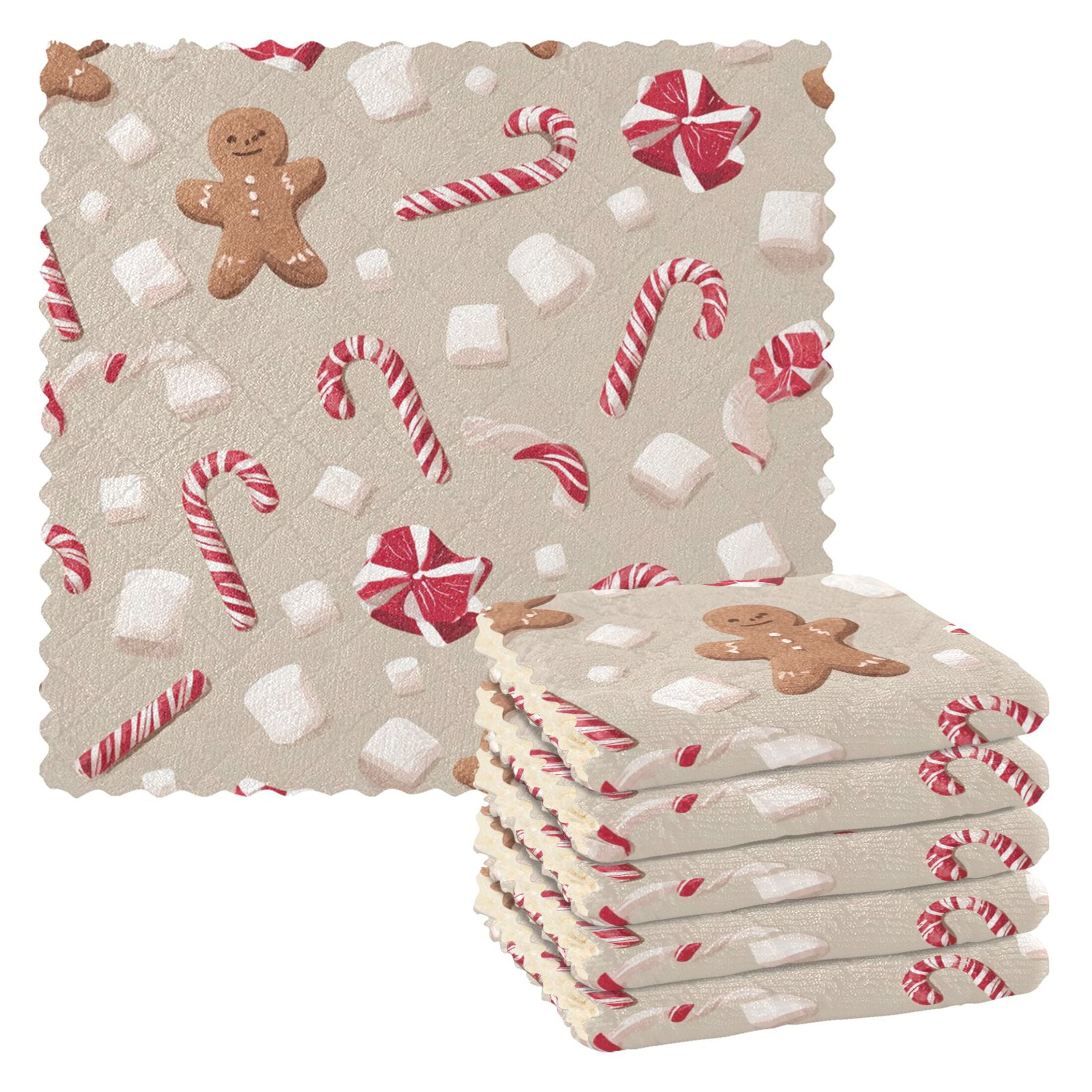 Gingerbread Man Lollipop Kitchen Cloth Dish Towels for Drying Washing ...