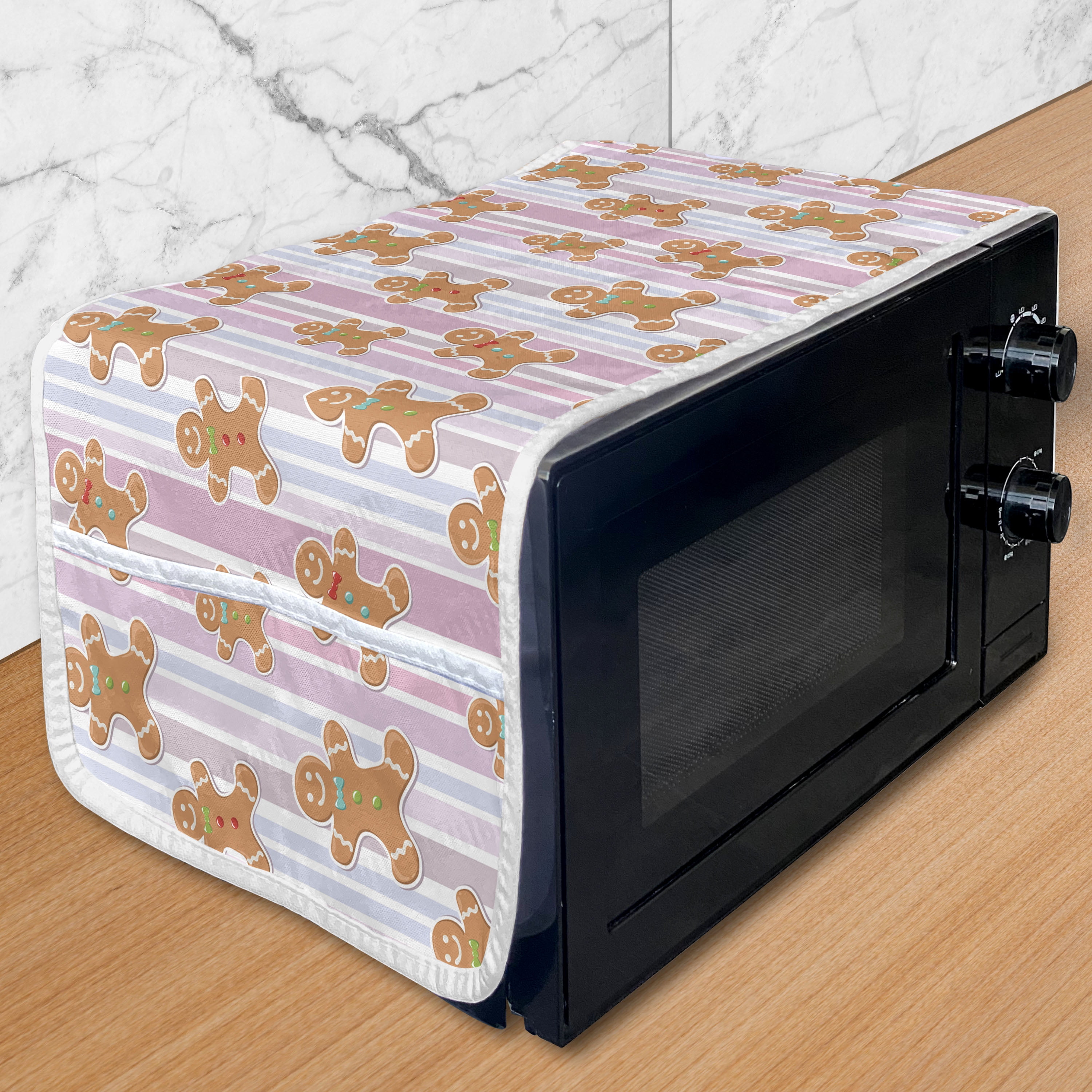 Gingerbread Man Microwave Oven Cover, Pattern with Pastel Colored ...