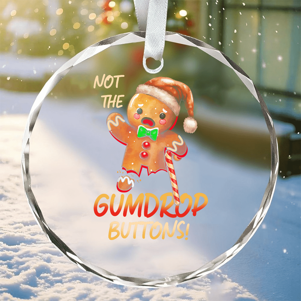 Gingerbread Man Not The-Gumdrop Buttons Cookies Ornament, Crystal Glass ...