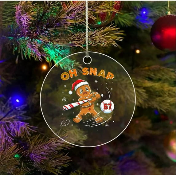 Gingerbread Man Oh Snap 67 Baseball Ornament, Home Decoration, Circle Acrylic Ornament - Walmart.com