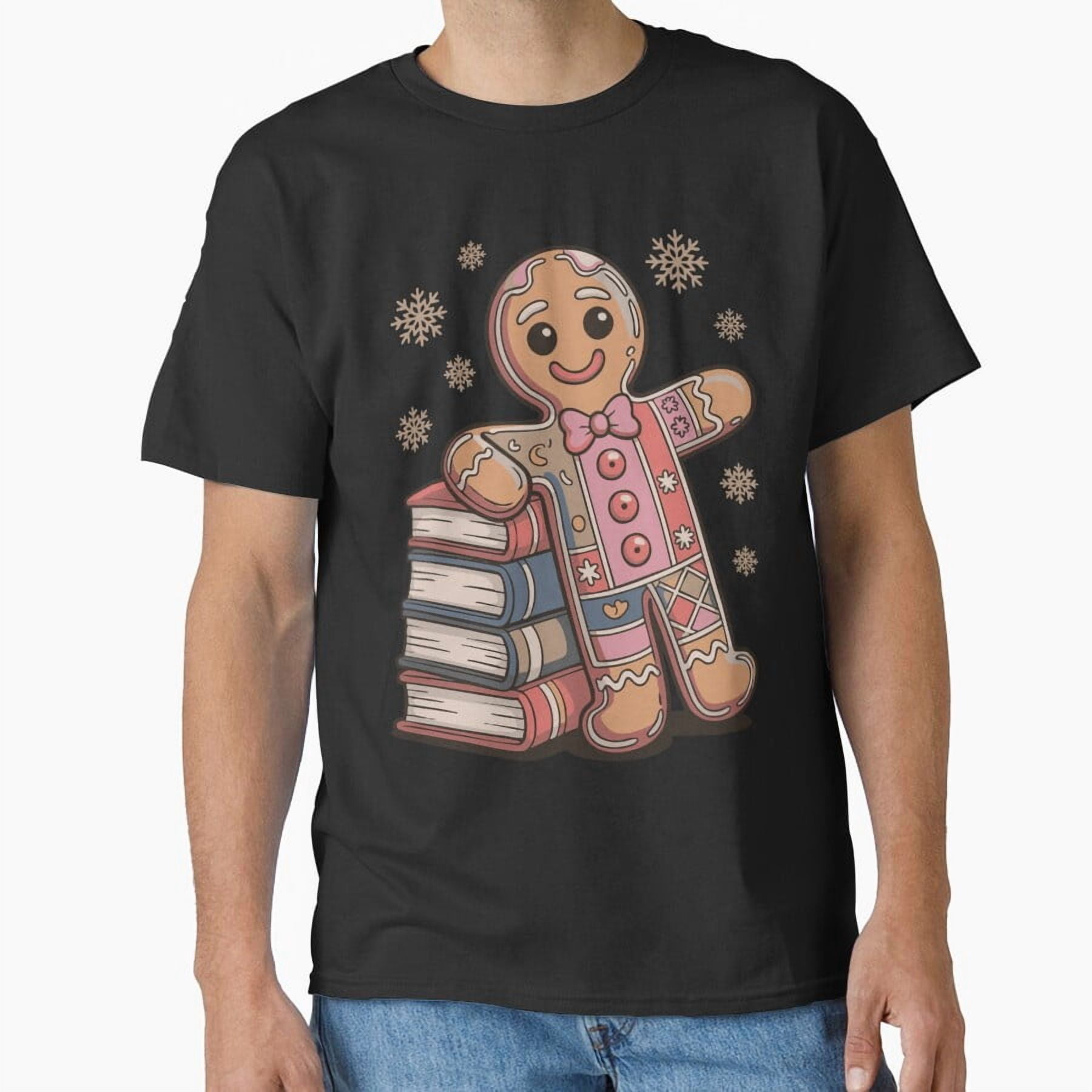 Gingerbread Man Pastel Colors With Books Funny Christmas Graphic Unisex ...