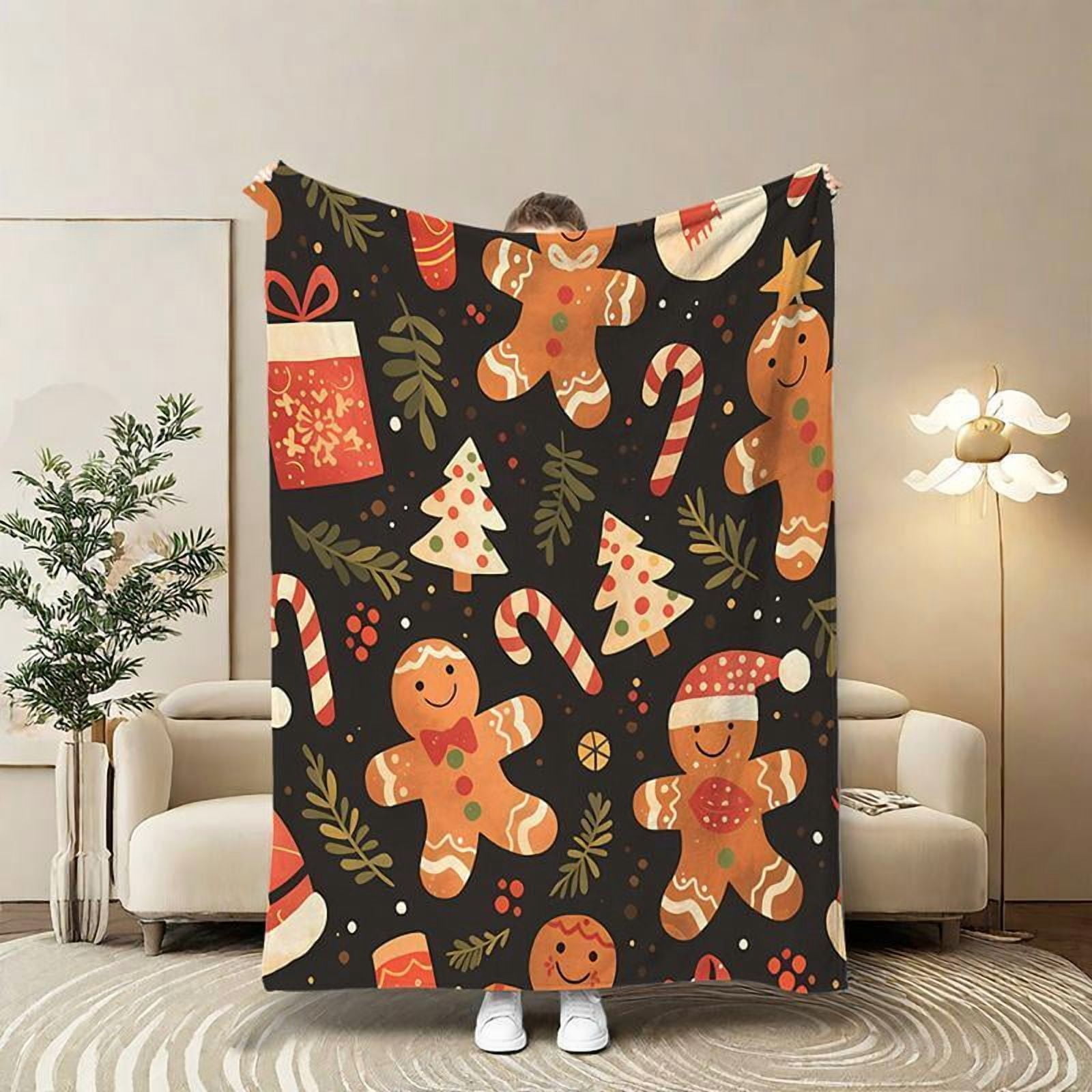 Gingerbread Man Pattern Blanket Christmas Theme Soft Comfortable Throw ...