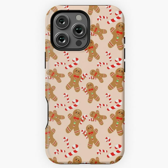 Gingerbread Man Pattern Festive Holiday iPhone Case 17 16 15 14 13 12 ...